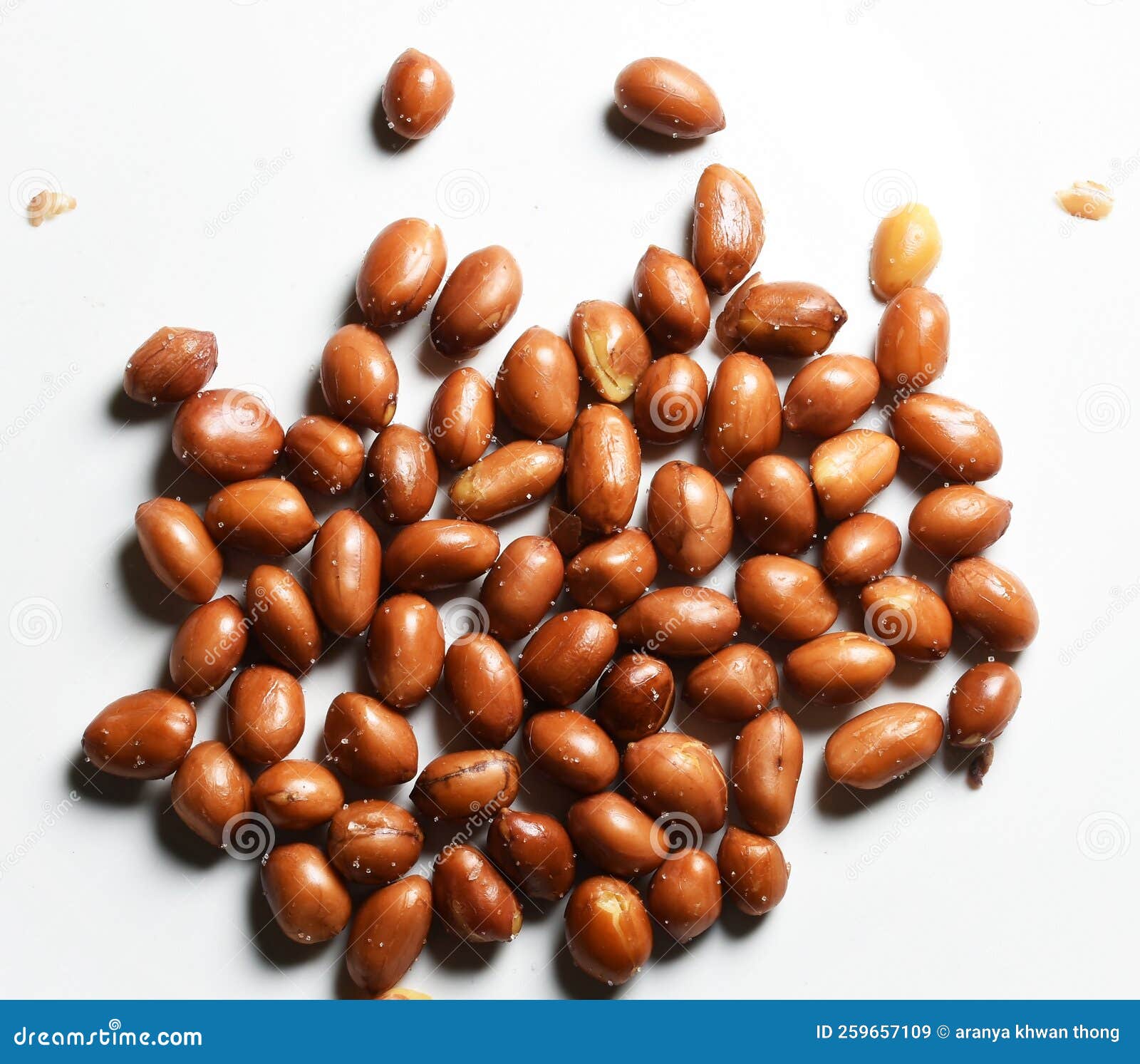 Brown Fried Peanuts Sprinkled with Salt on White Background Stock Image ...