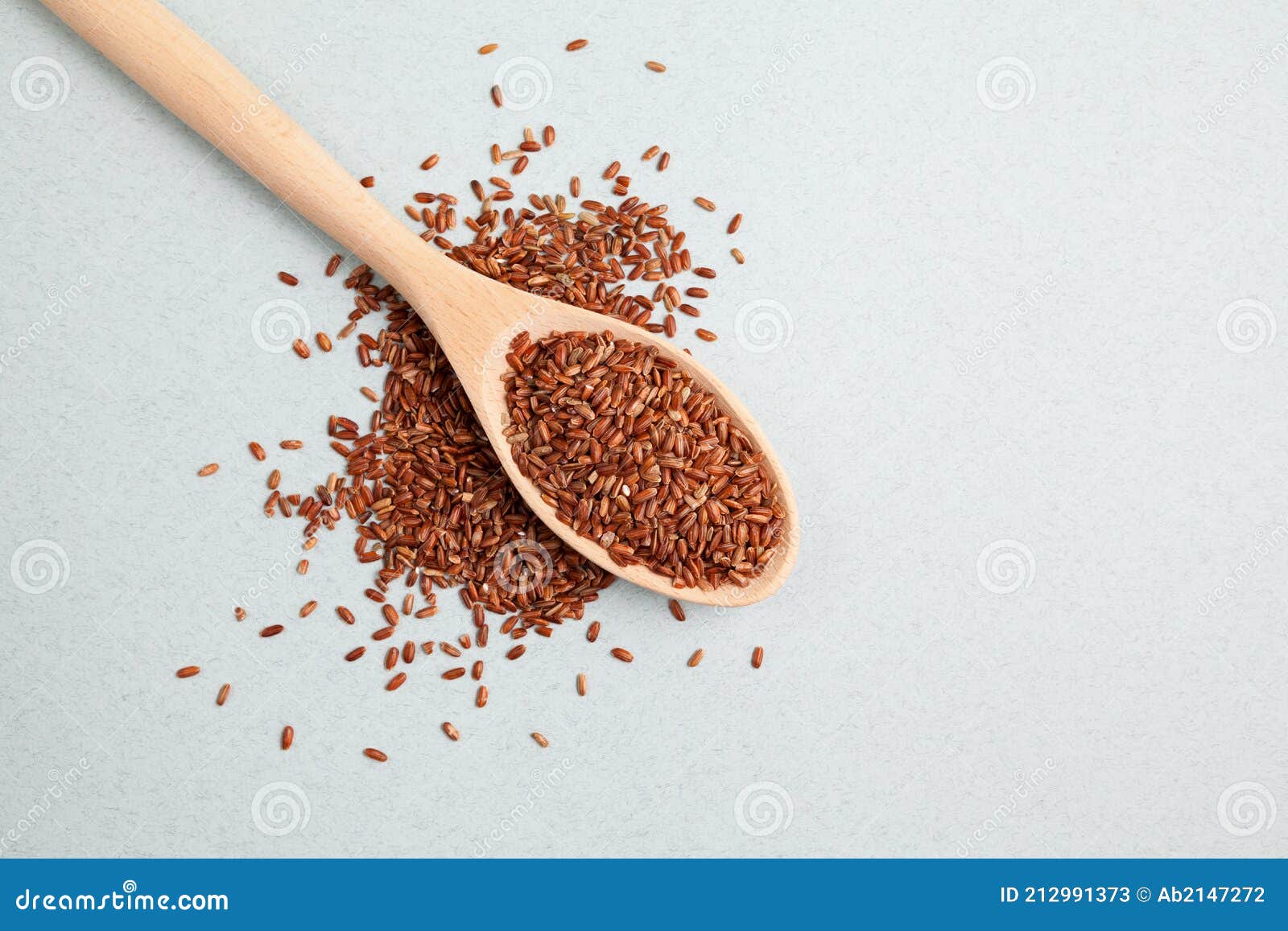 Brown GABA Rice in Wooden Spoon, Top View. Selective Focus, Place for ...