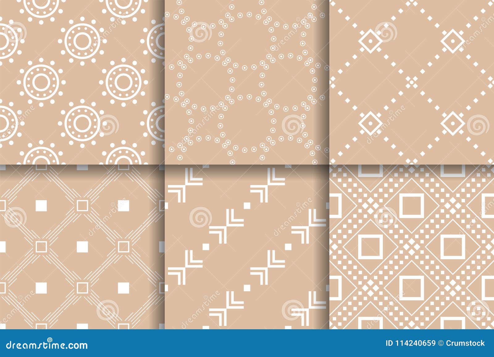 Brown Geometric Patterns. Collection of Seamless Textures Stock Vector ...