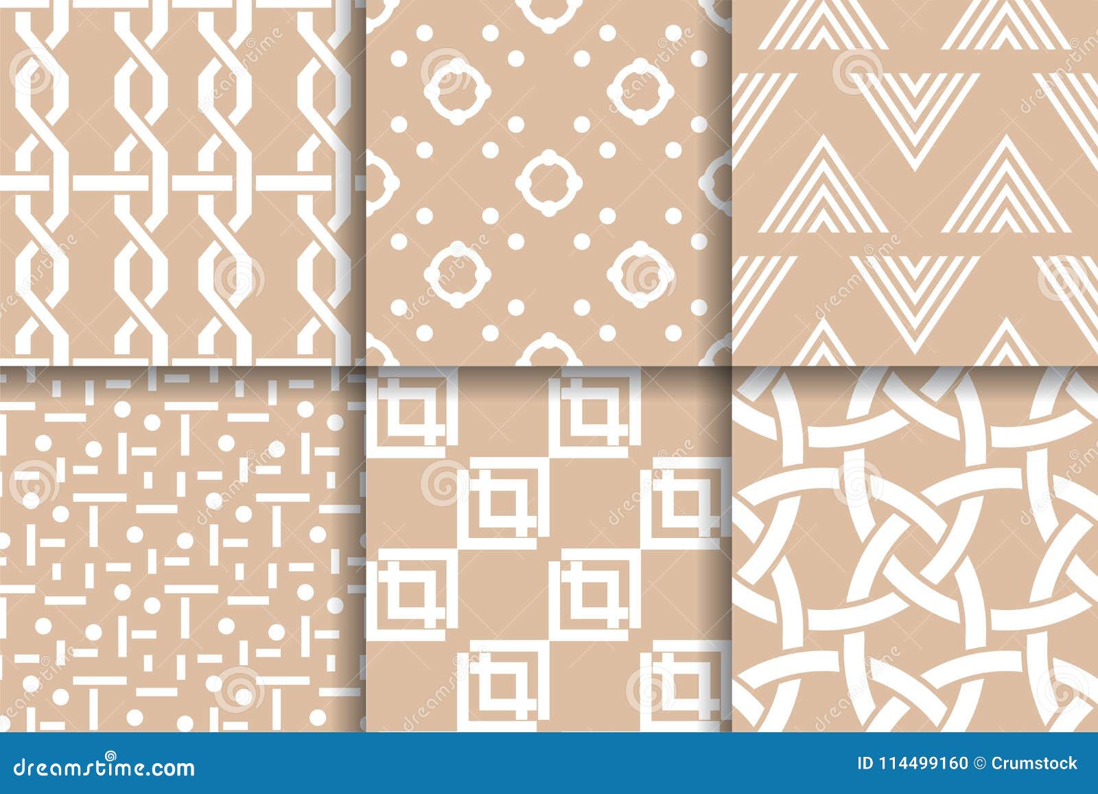 Brown Geometric Patterns. Collection of Seamless Textures Stock Vector ...