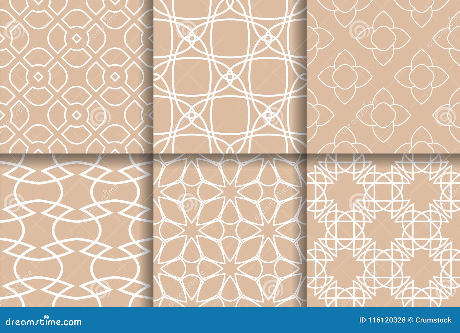 Brown Geometric Patterns. Collection of Seamless Textures Stock Vector ...