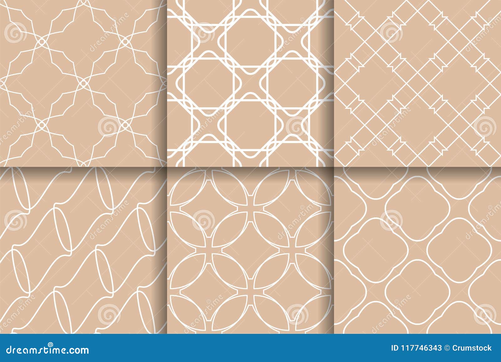Brown Geometric Patterns. Collection of Seamless Textures Stock Vector ...