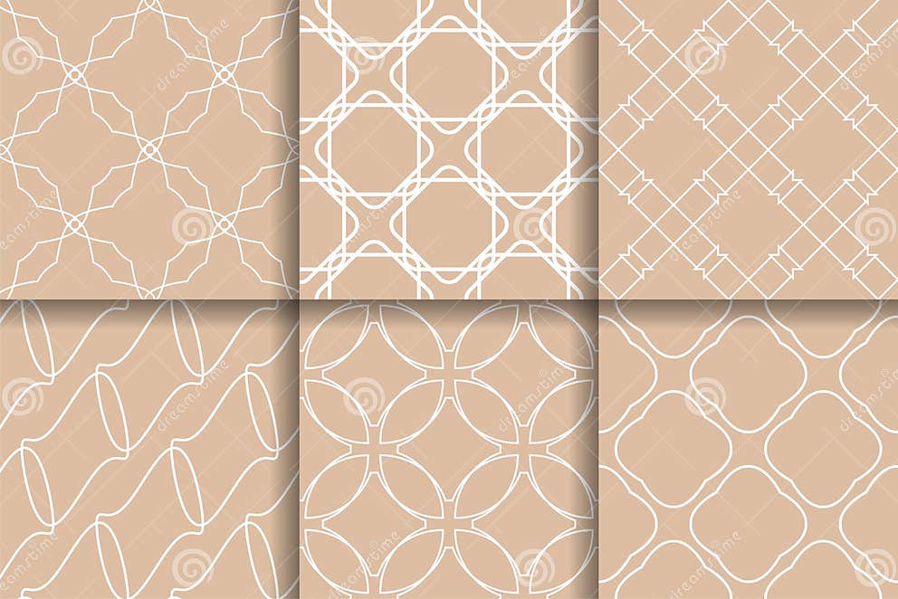 Brown Geometric Patterns. Collection of Seamless Textures Stock Vector ...