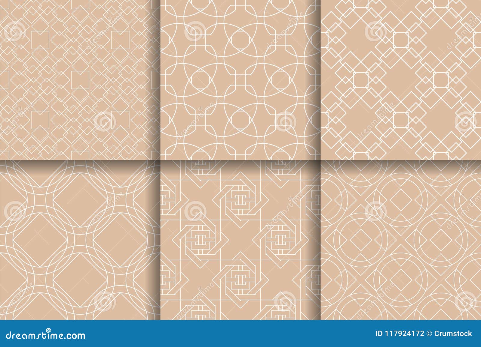 Brown Geometric Patterns. Collection of Seamless Textures Stock Vector ...