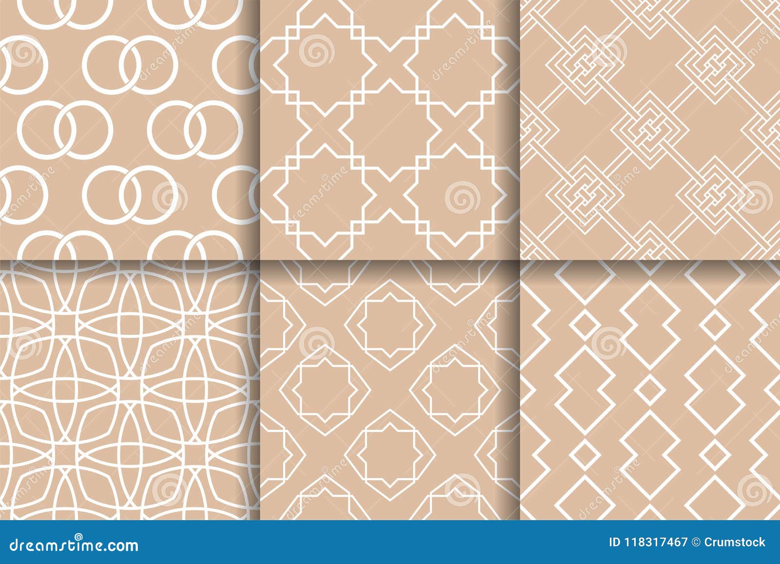 Brown Geometric Patterns. Collection of Seamless Textures Stock Vector ...