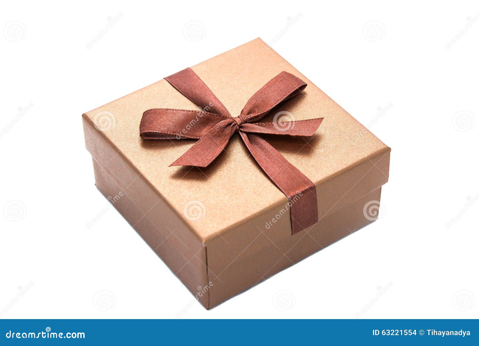 Brown Gift Box with Ribbon Isolated Stock Photo - Image of birthday ...