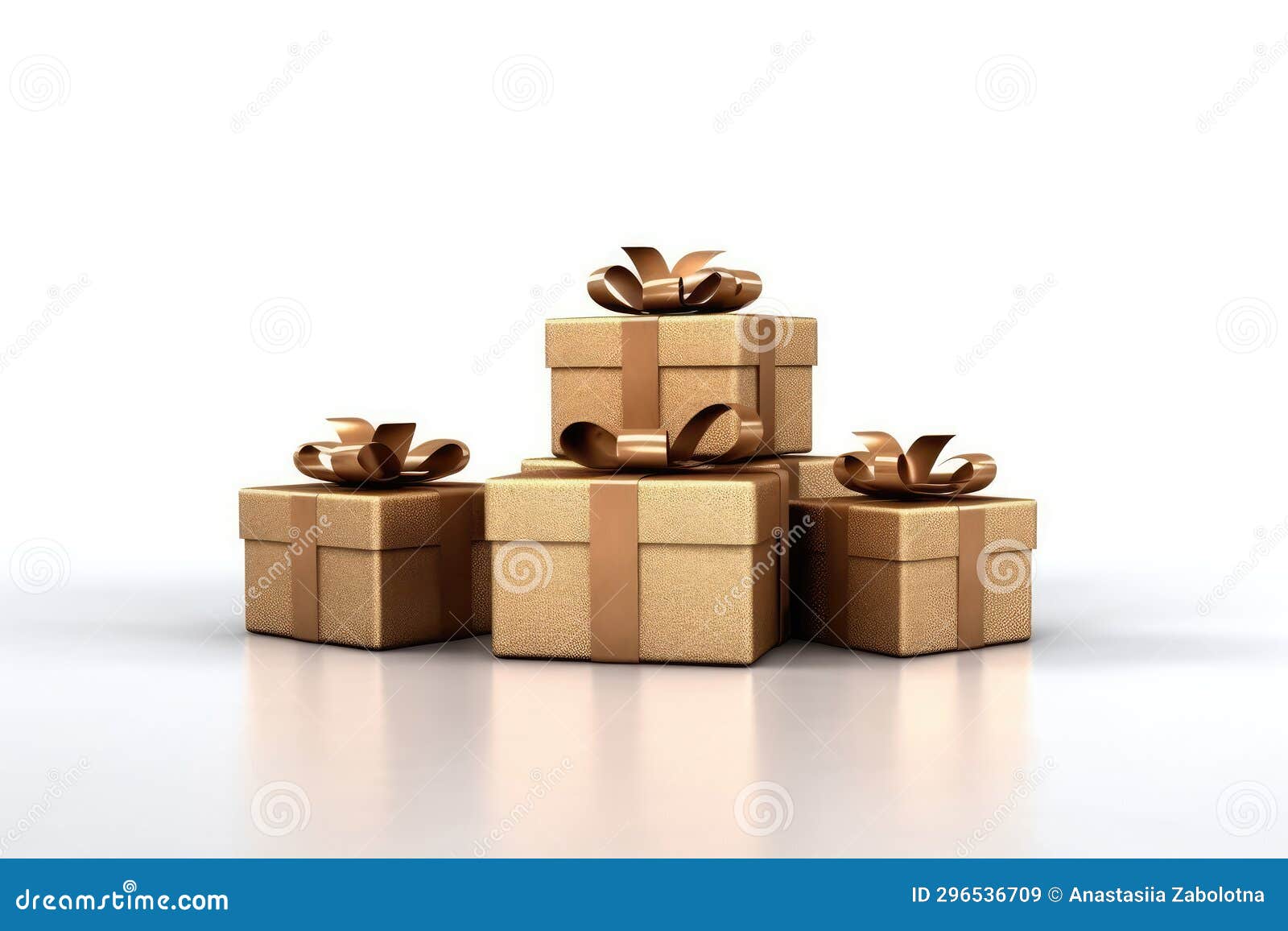 Brown Gift Boxes Set on White Background, 3D. Generative AI Stock ...