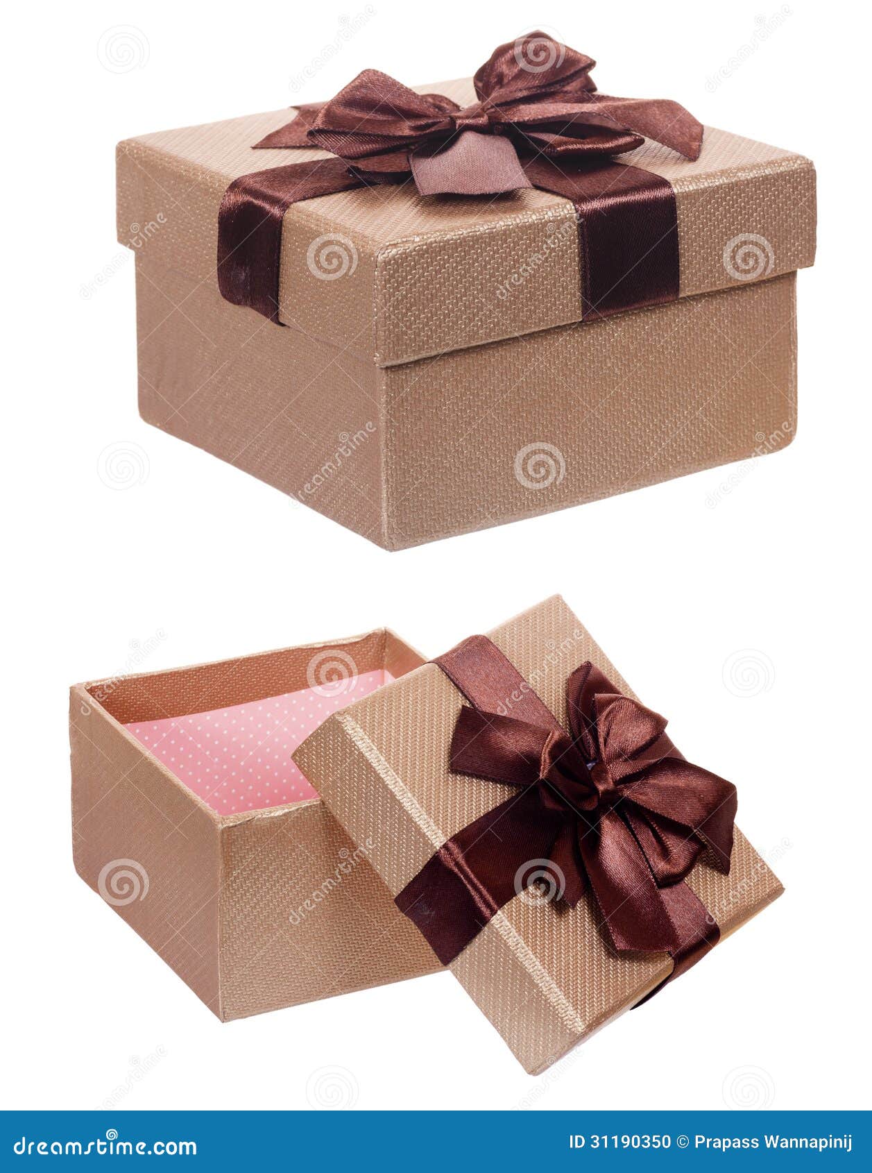 Brown Gift Cardboard Present Box Isolated Stock Photo - Image of ...