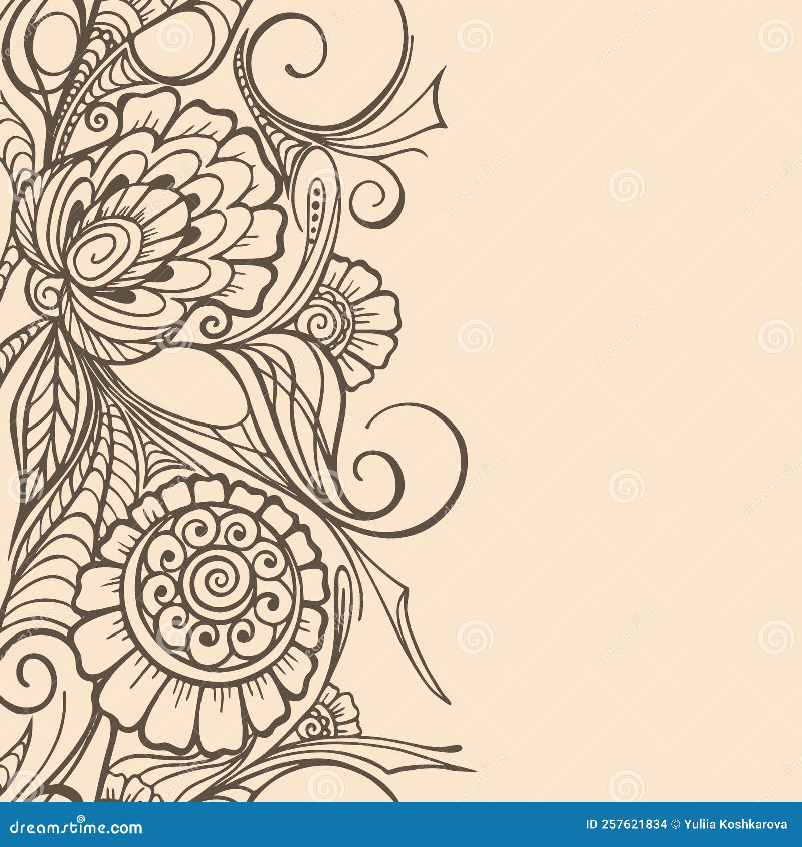 Brown Graphic Pattern on Beige Background, Seamless Pattern Border ...