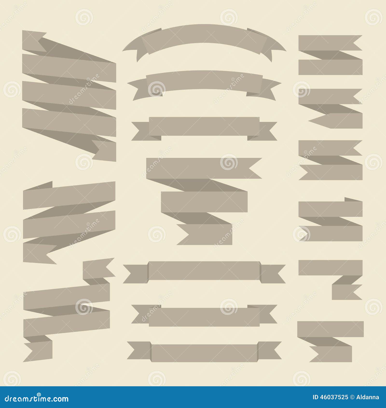 Brown or Gray Ribbons Set Isolated on White Stock Vector - Illustration ...