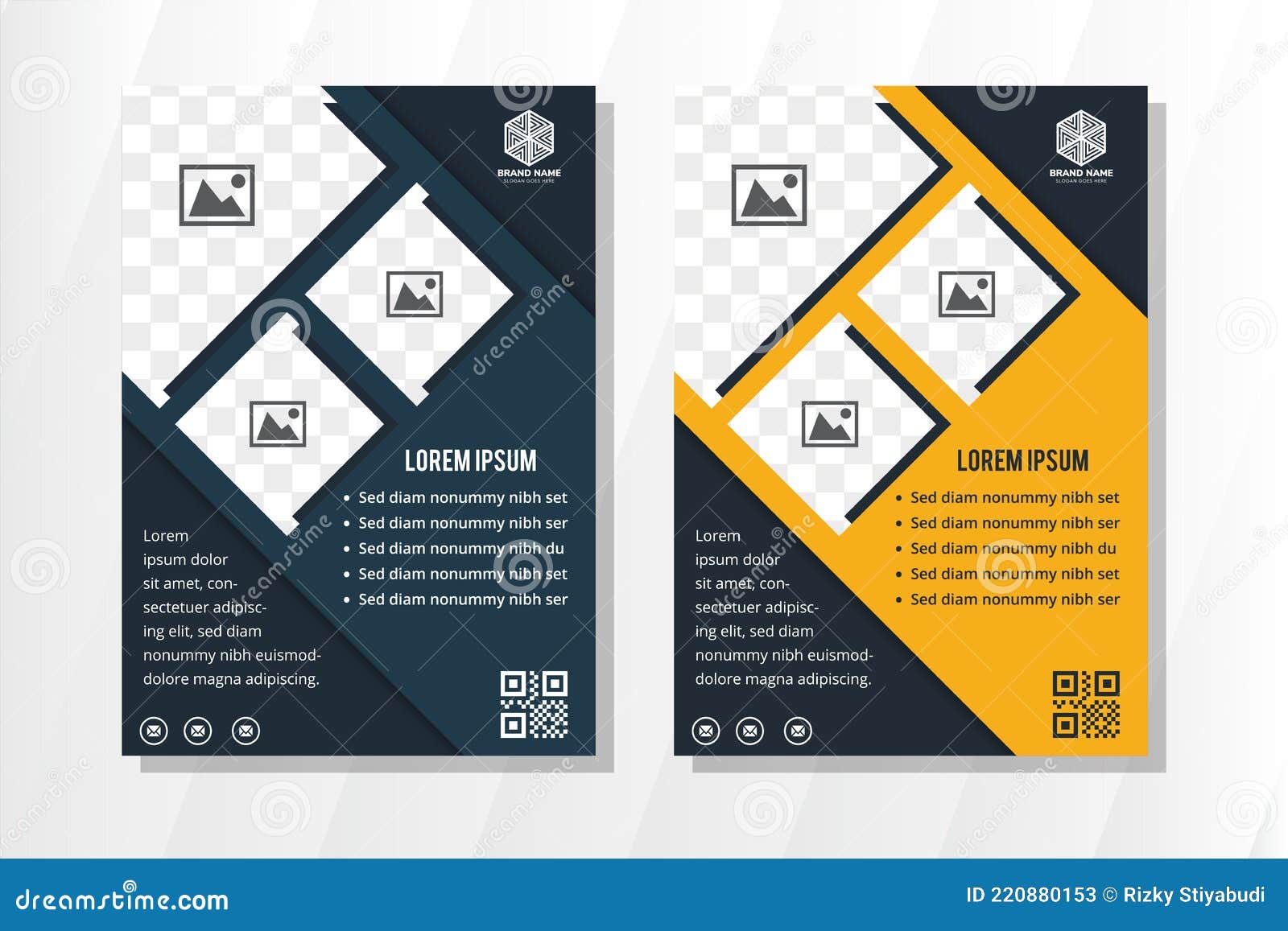 Vertical Flyer Design Template with Square Photo Collage Layout in ...