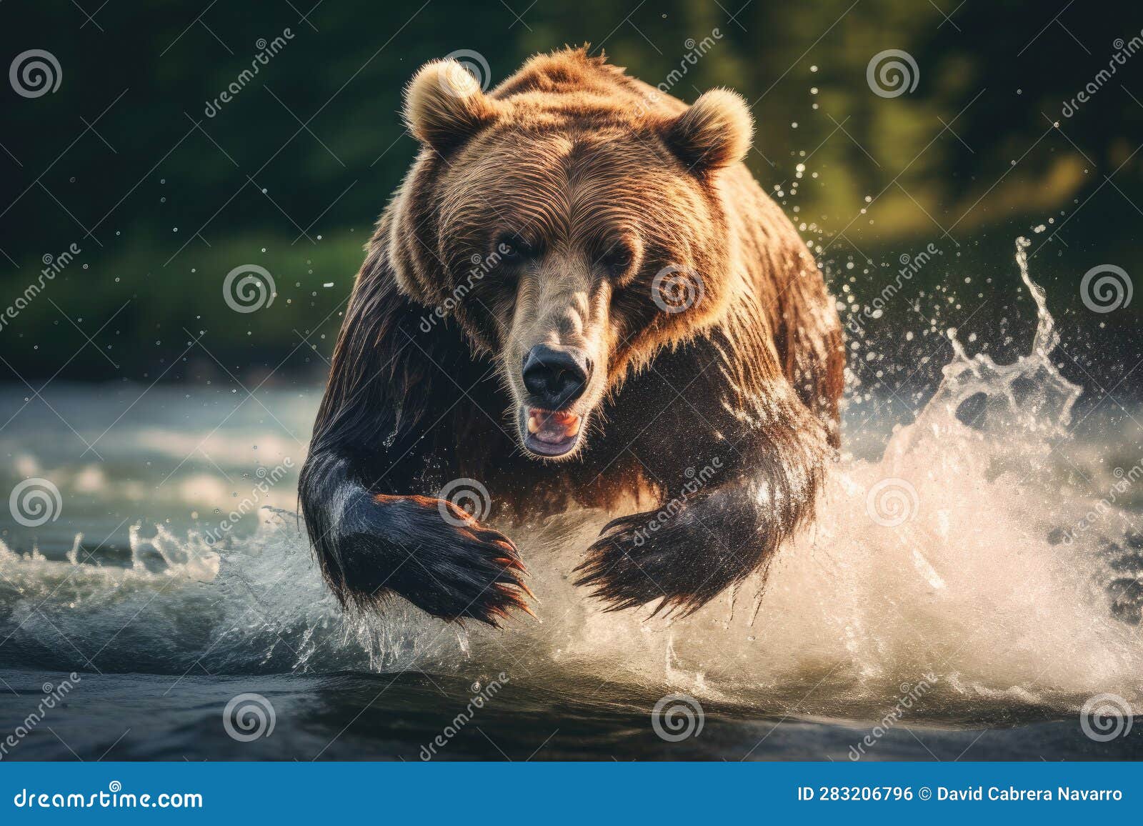 Brown Grizzly Bear Catching A Salmon In The River Stock Illustration Illustration Of Salmon