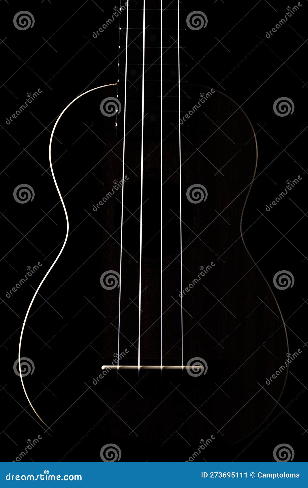 Brown Guitar Ukulele Front View Silouette Close Up Stock Image - Image ...
