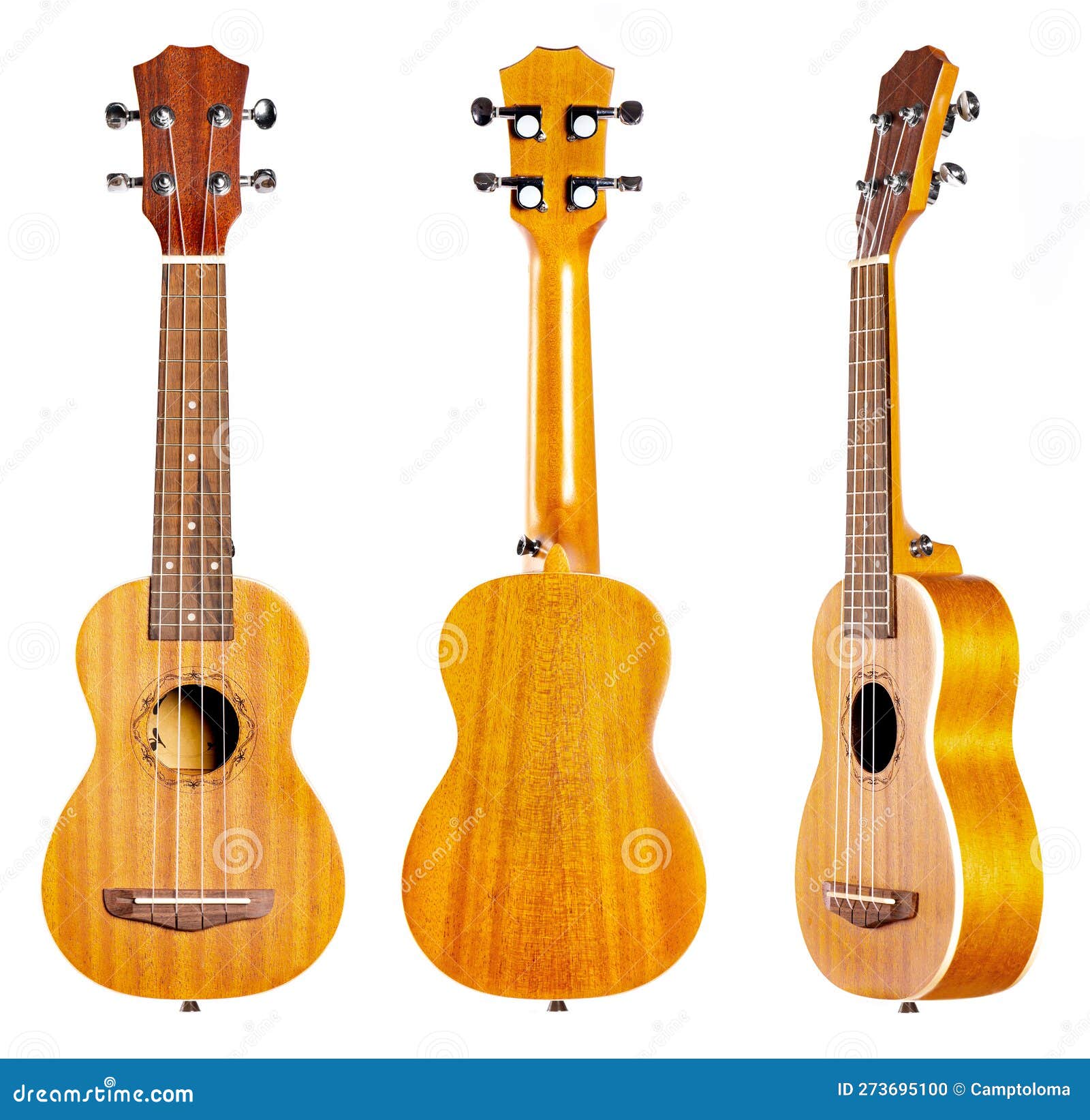 Ukulele In Front View With Isolated Blue Background Royalty-Free Stock ...