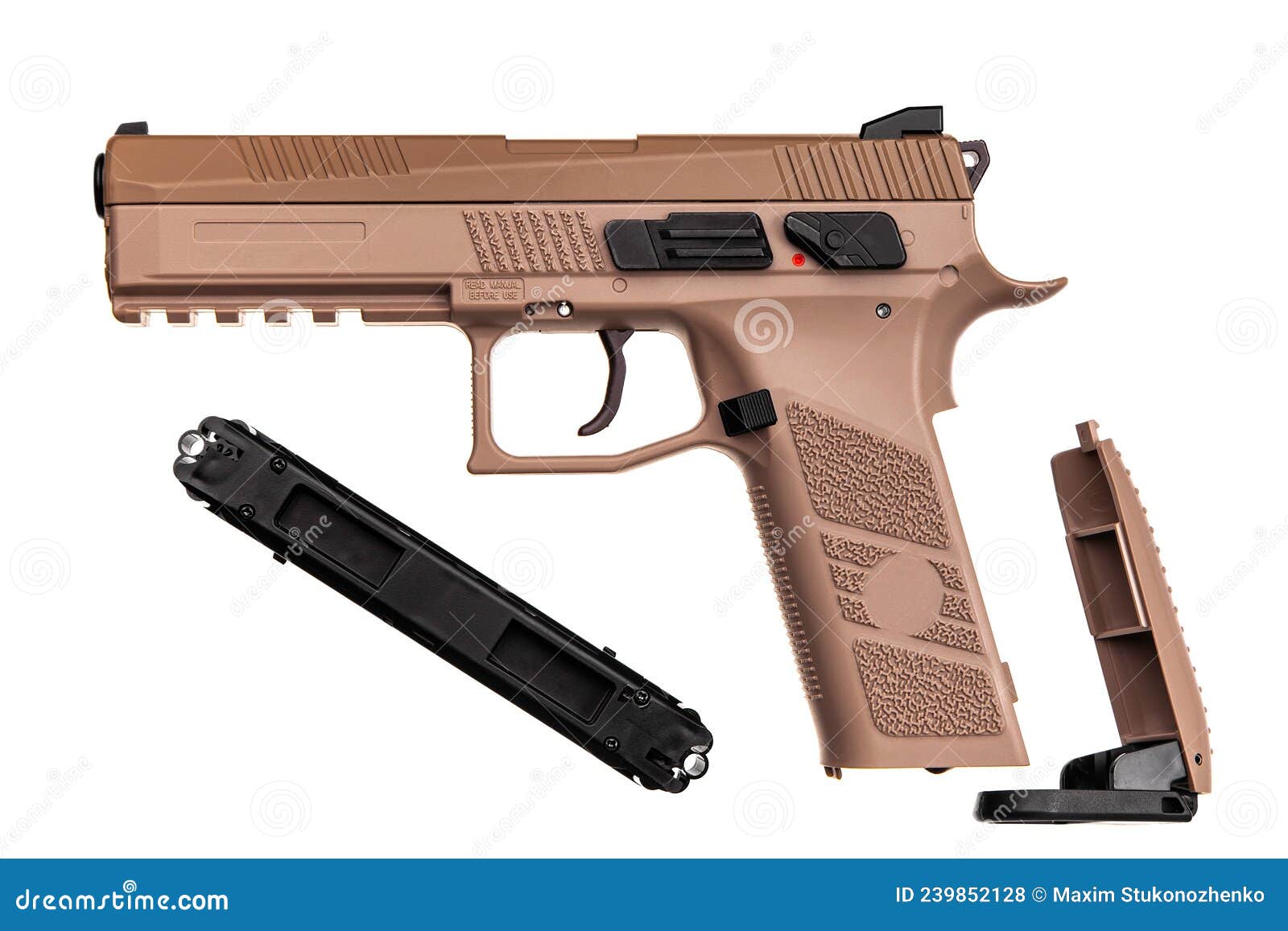 Brown Gun Pistol Isolated on White Background Stock Photo - Image of ...