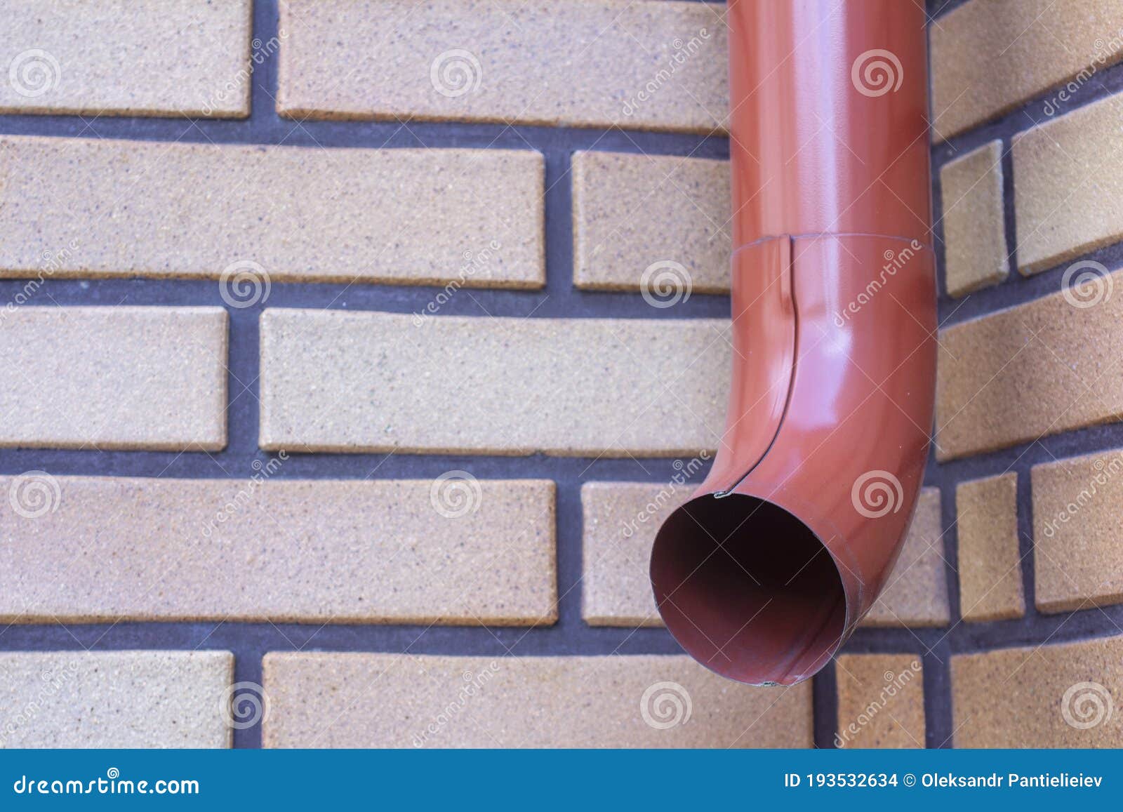 Brown New Gutter Metal System Pipe. Vertical Construction For Draining ...