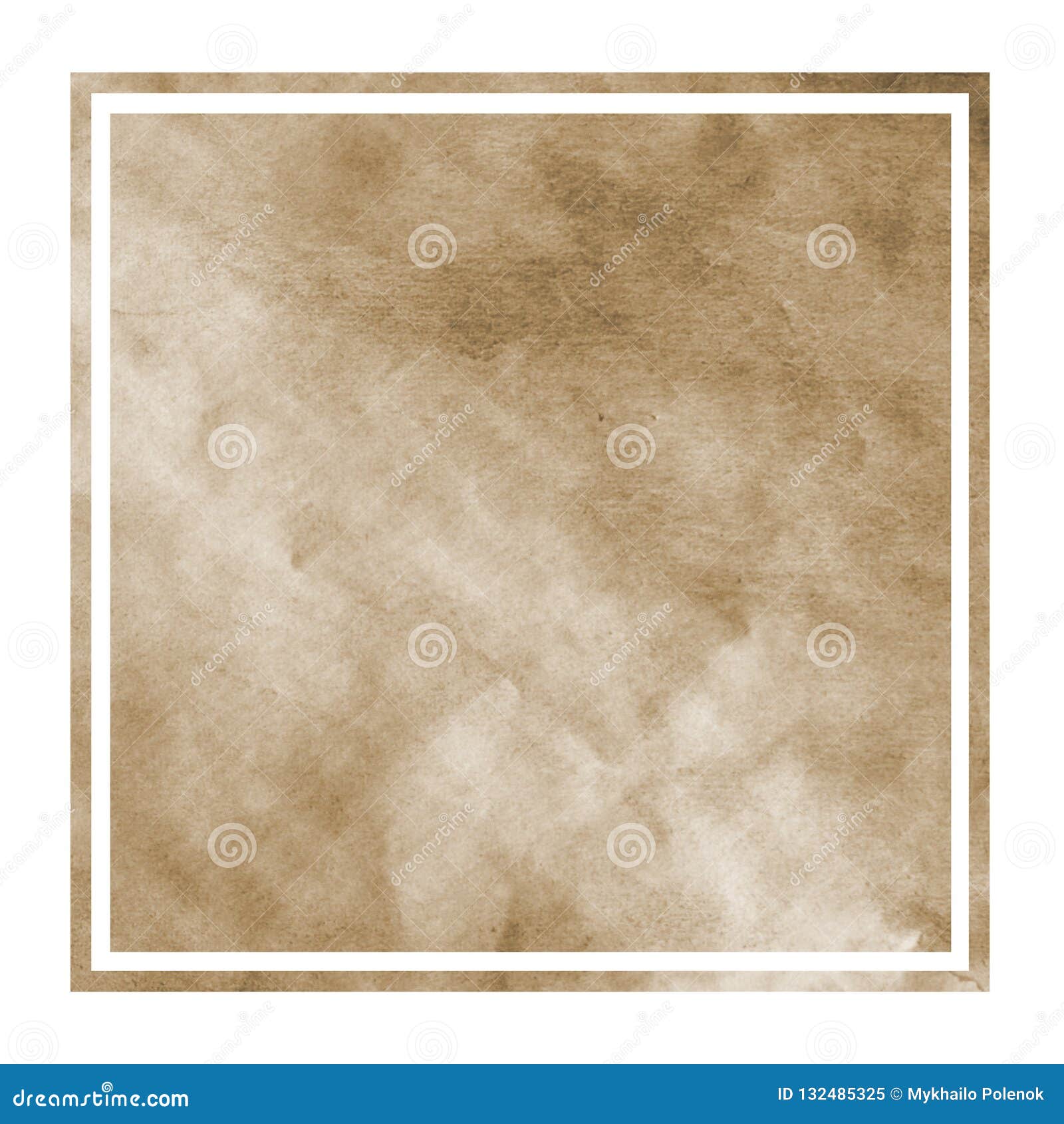 Brown Hand Drawn Watercolor Rectangular Frame Background Texture with ...