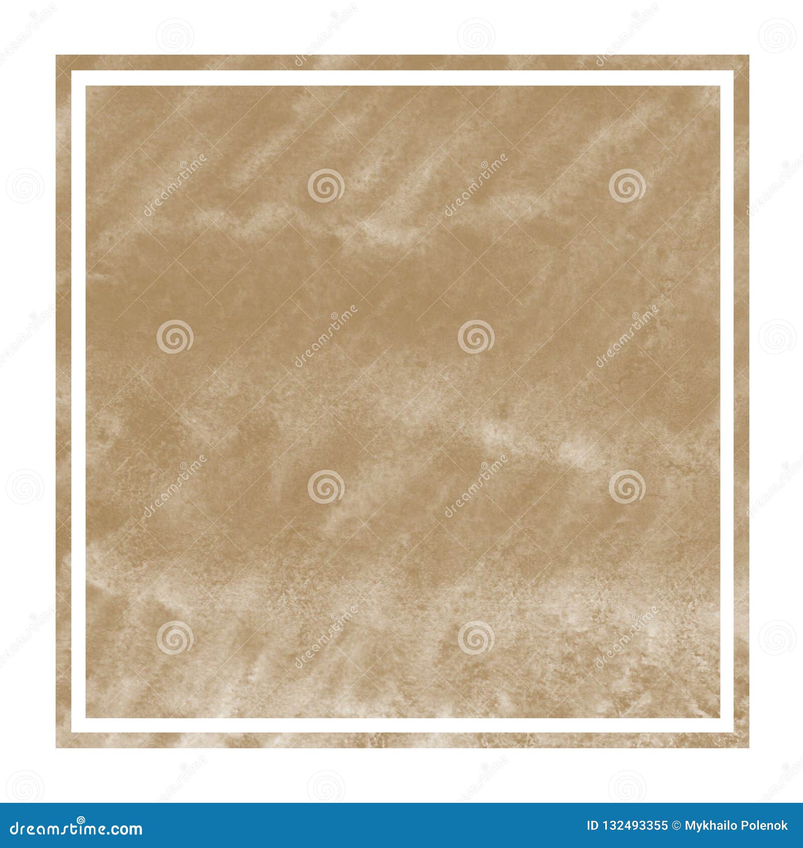 Brown Hand Drawn Watercolor Rectangular Frame Background Texture with ...