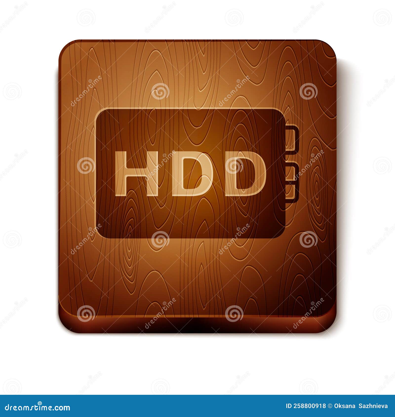 Brown Hard Disk Drive HDD Icon Isolated on White Background. Wooden ...