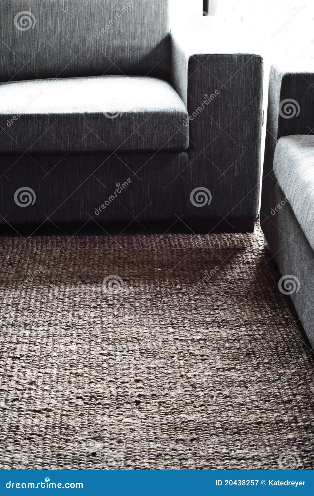 Brown Hemp Rug And Fabric Couch Setting Picture. Image: 20438257