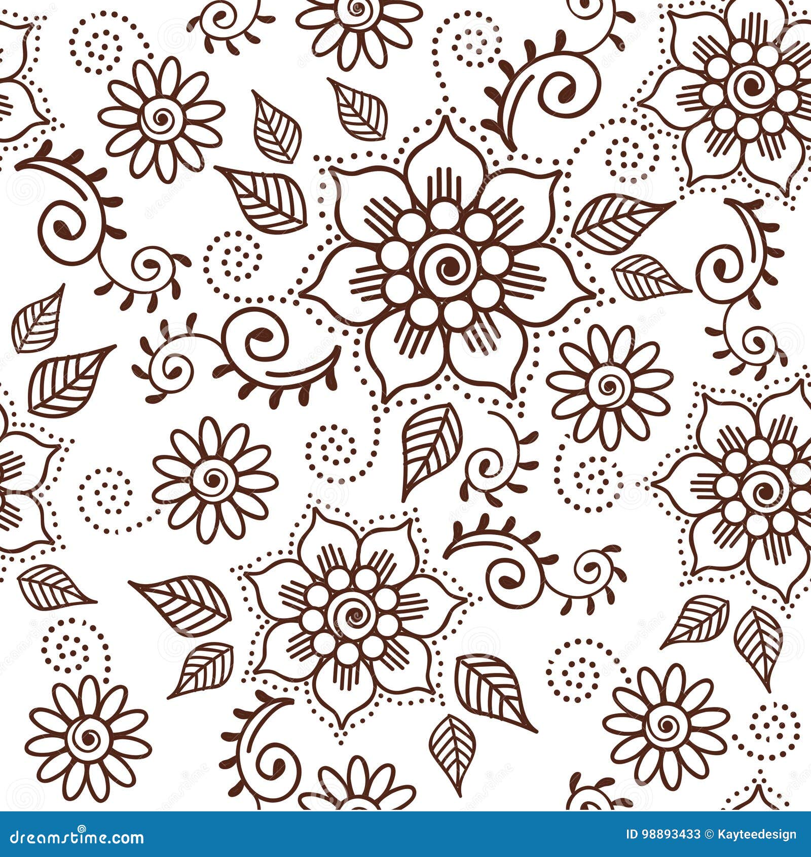 Brown Henna Lotus Repeating Pattern Spiritual Illustration 1 Stock ...