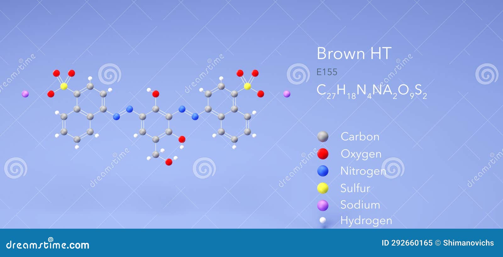 Brown Ht Molecule, Molecular Structures, Food Dye E155, 3d Model ...