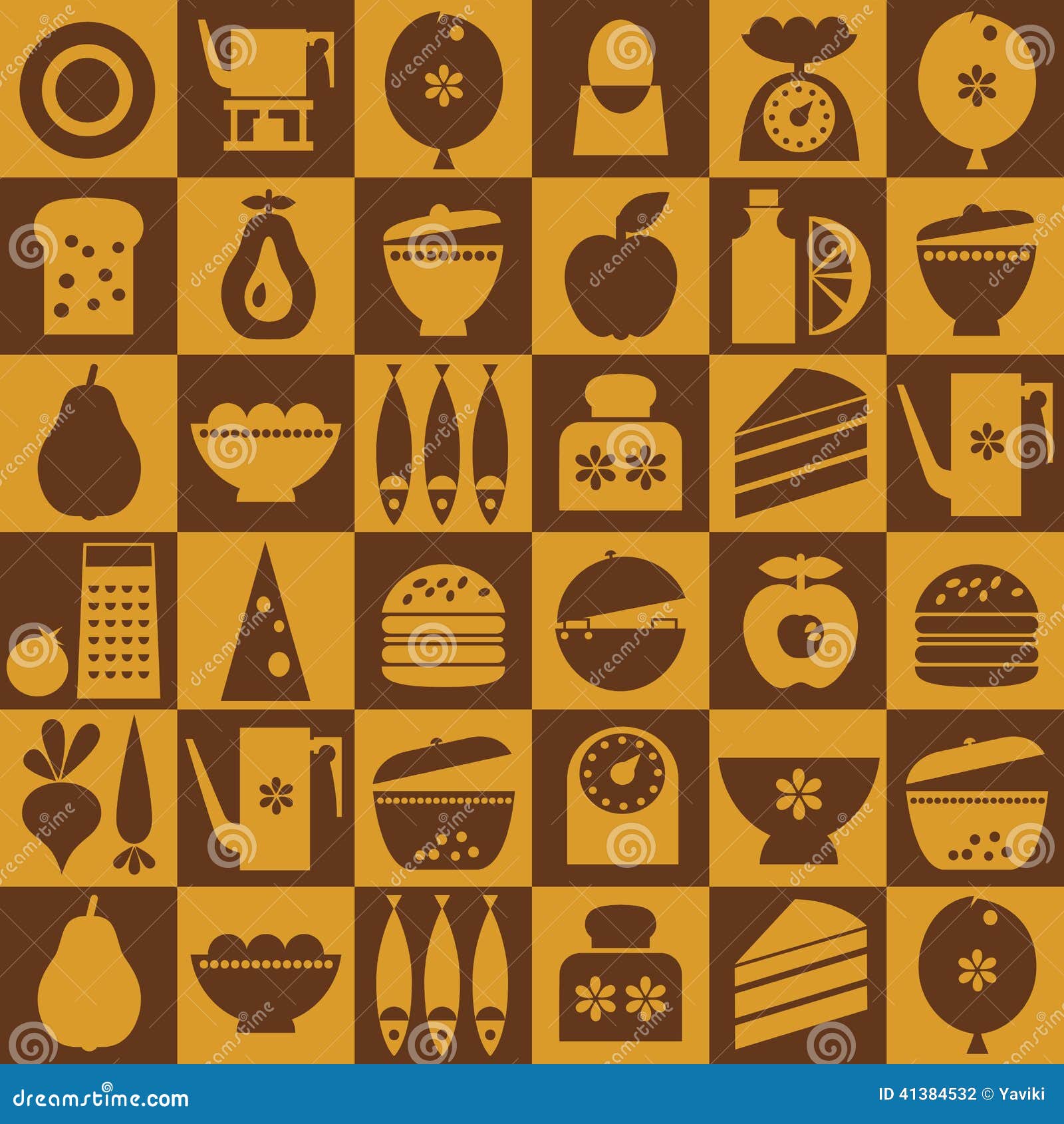 Brown kitchenware seamless stock vector. Illustration of tableware ...