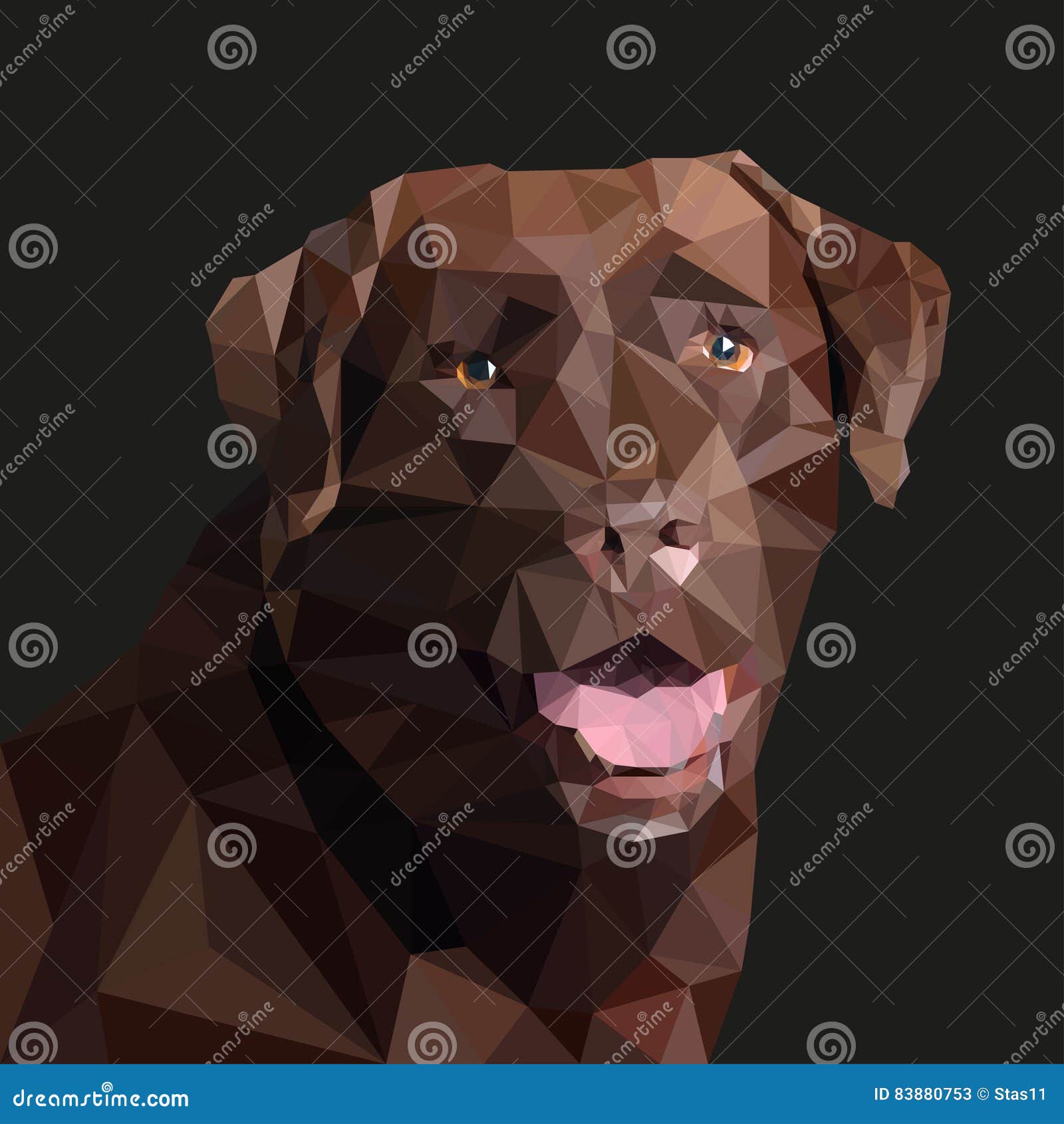 Brown Labrador in the Style of Low-poly. Vector Illustration Stock ...