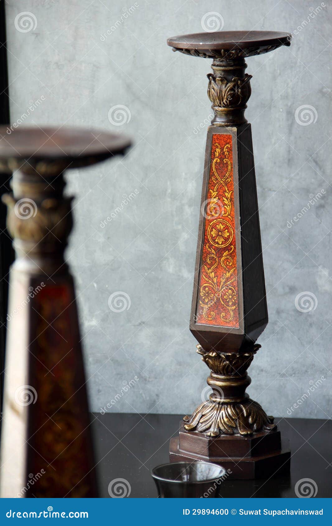 Brown Candlestick with Gold Texture Ornate Stock Photo - Image of ...