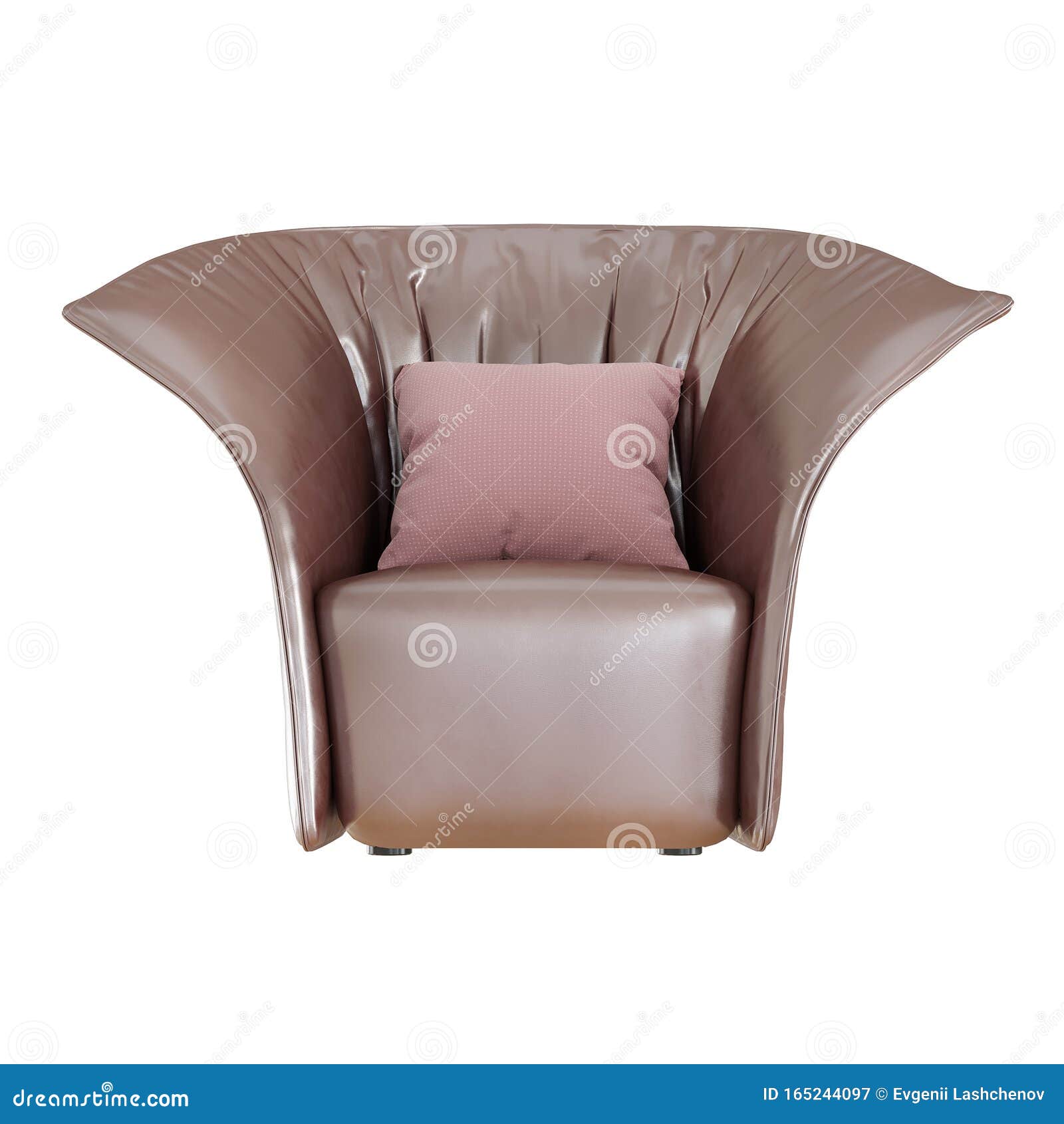 Brown Leather Armchair Front View on an Isolated Background. 3d ...