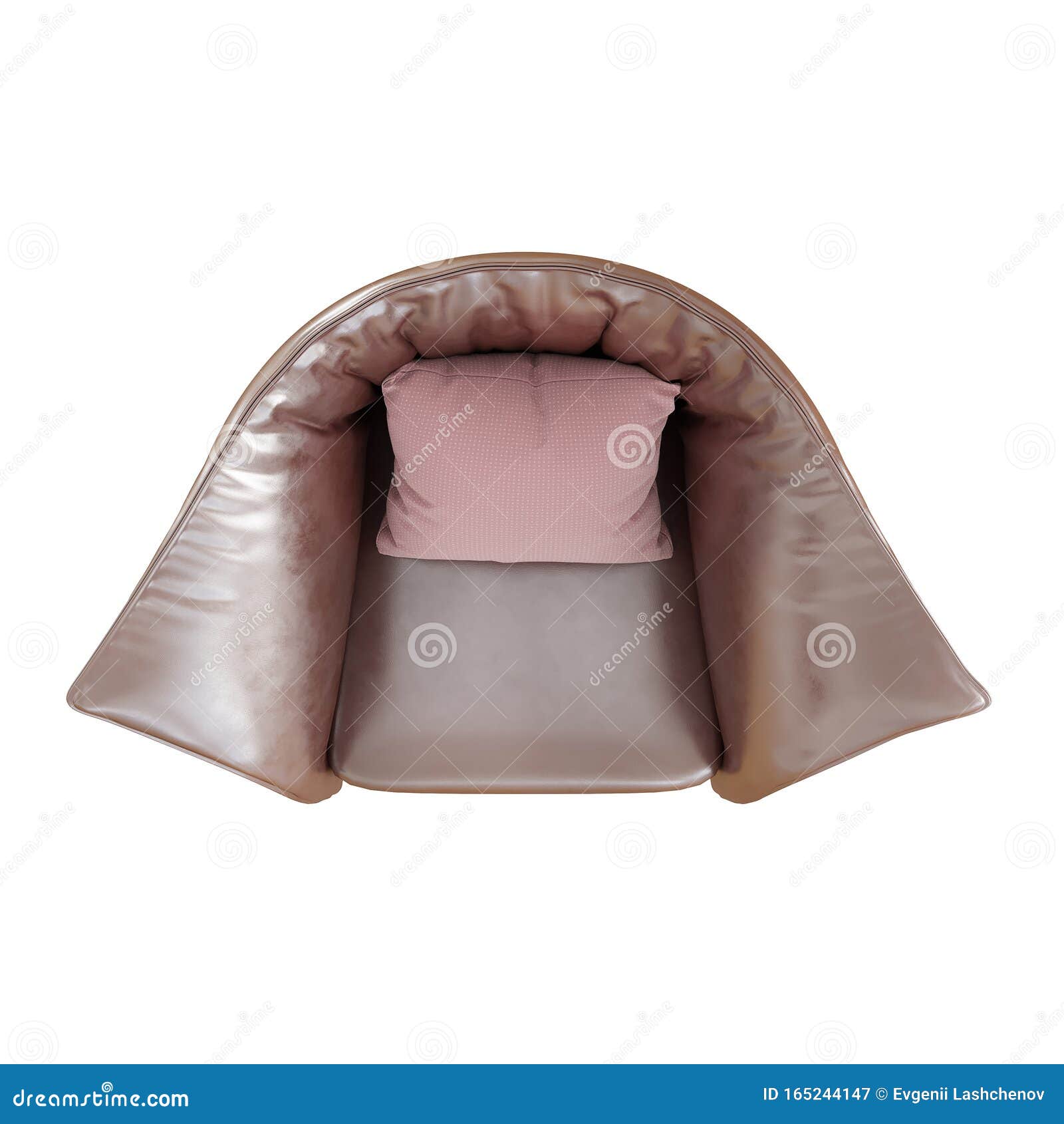 Brown Leather Armchair Top View on an Isolated Background. 3d Rendering ...