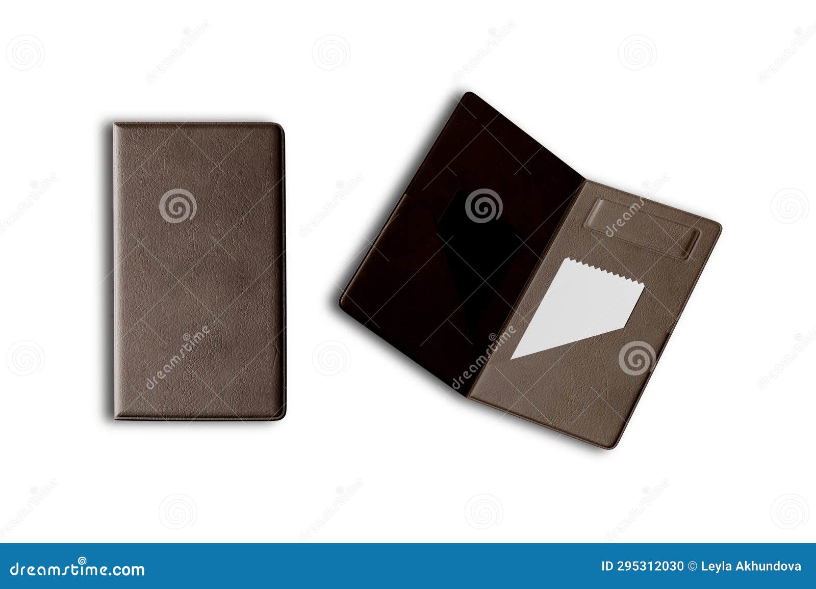 Brown Leather Bill or Check Folder with Check Paper Inside. Stock ...