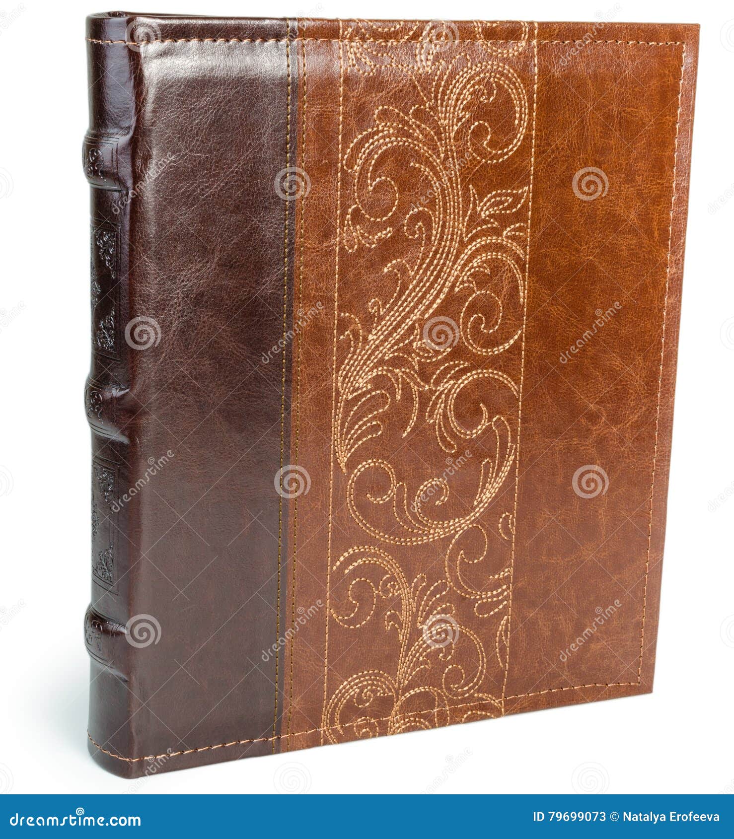 Brown Leather Book on Wite Backround Stock Image - Image of faux ...