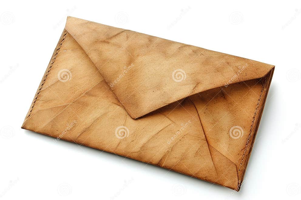 A Brown Leather Envelope Placed on a Clean White Surface Stock Photo ...