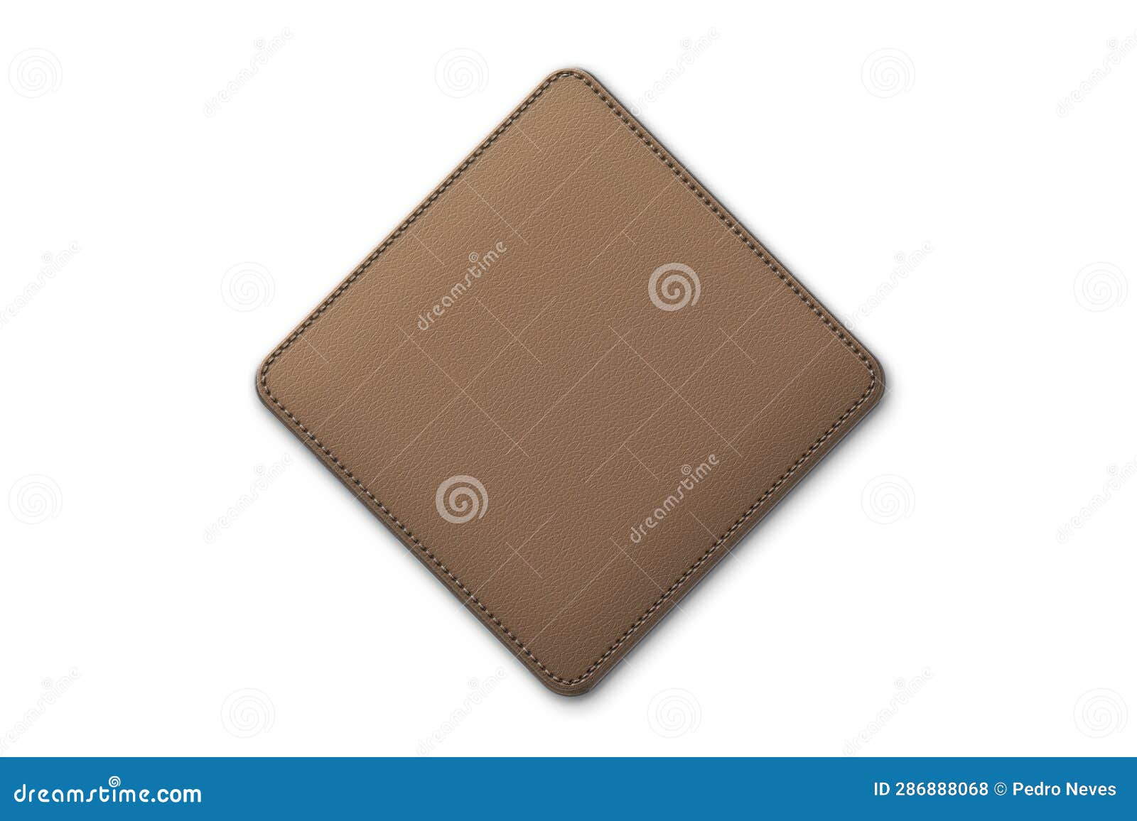 Brown Leather Label Rhombus Shape with Stitches. Leather Patch with ...