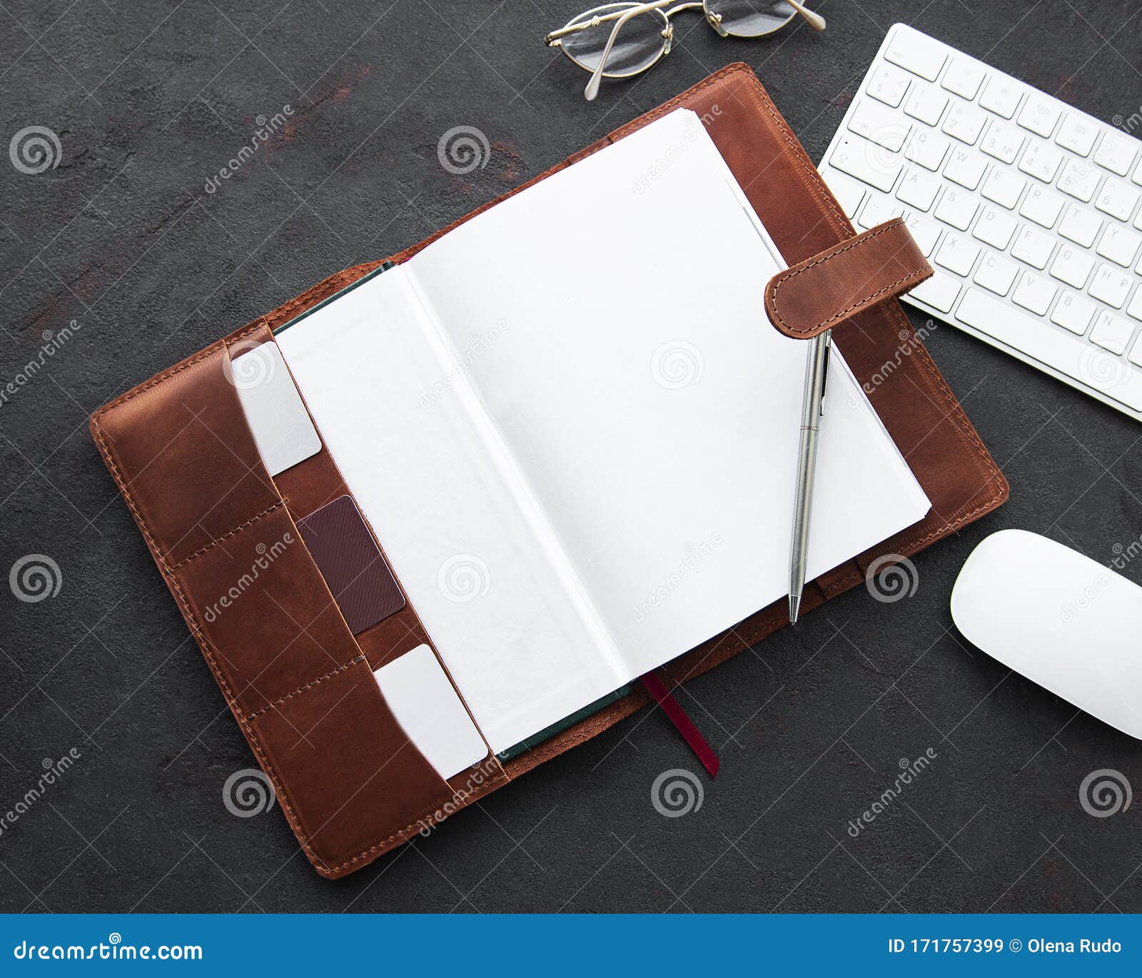 Brown leather notebook stock image. Image of notebook - 171757399