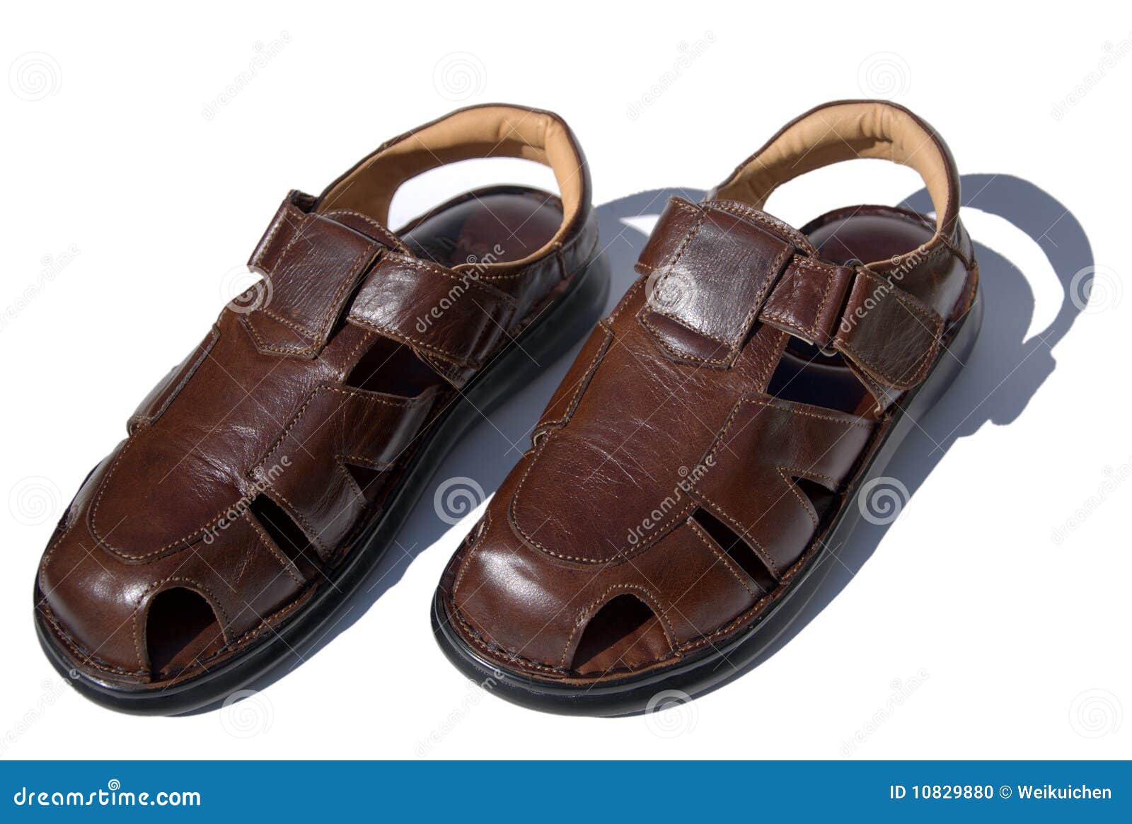 Brown leather sandals stock photo. Image of comfort, shoes - 10829880