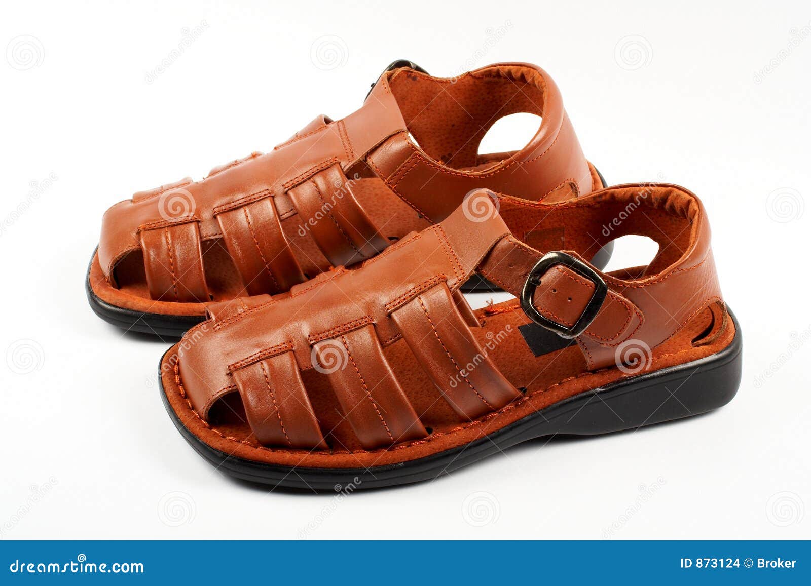 Brown leather sandals stock photo. Image of isolate, foot - 873124