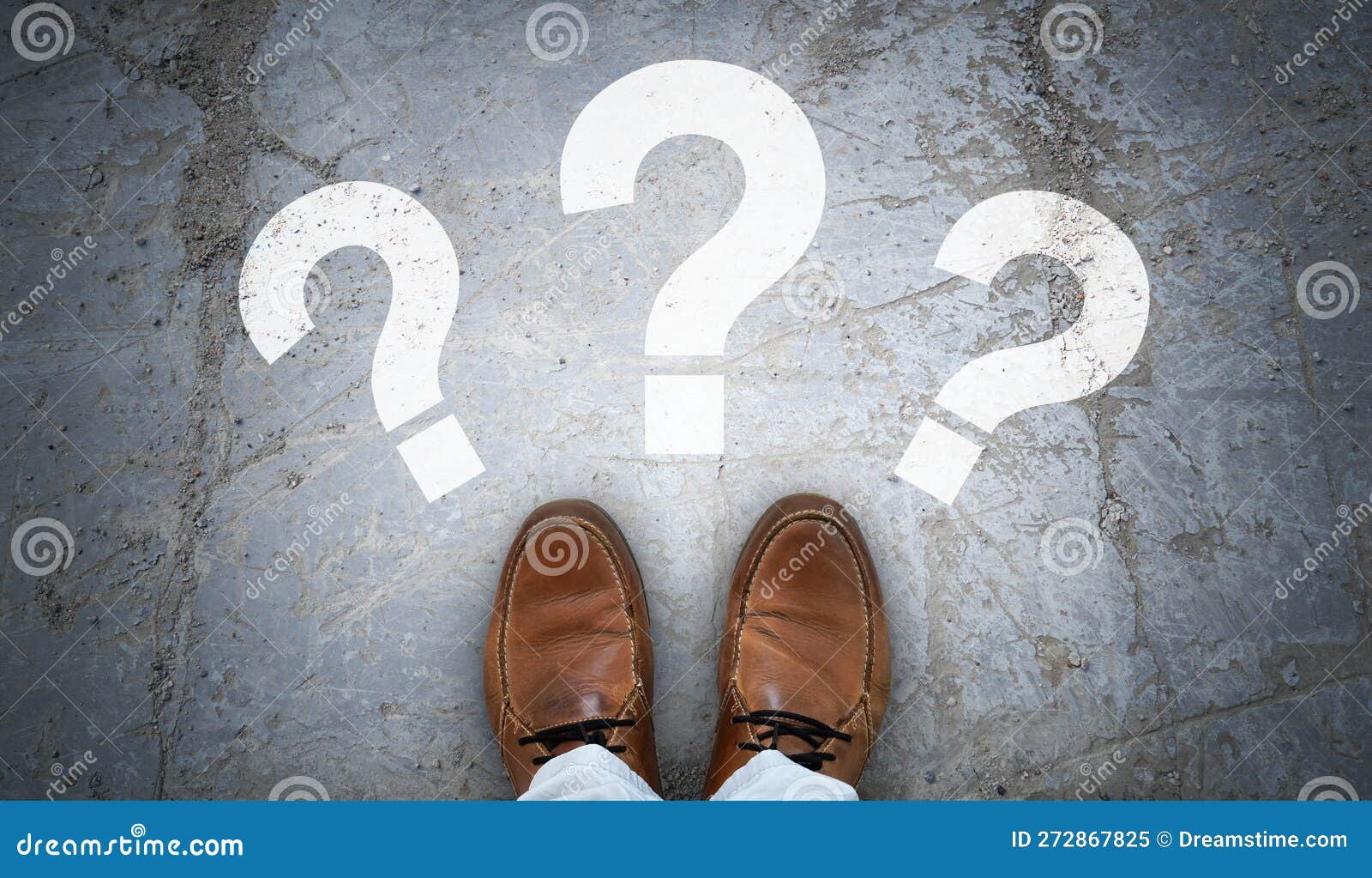 Brown Leather Shoes and Three Question Marks Stock Image - Image of ...