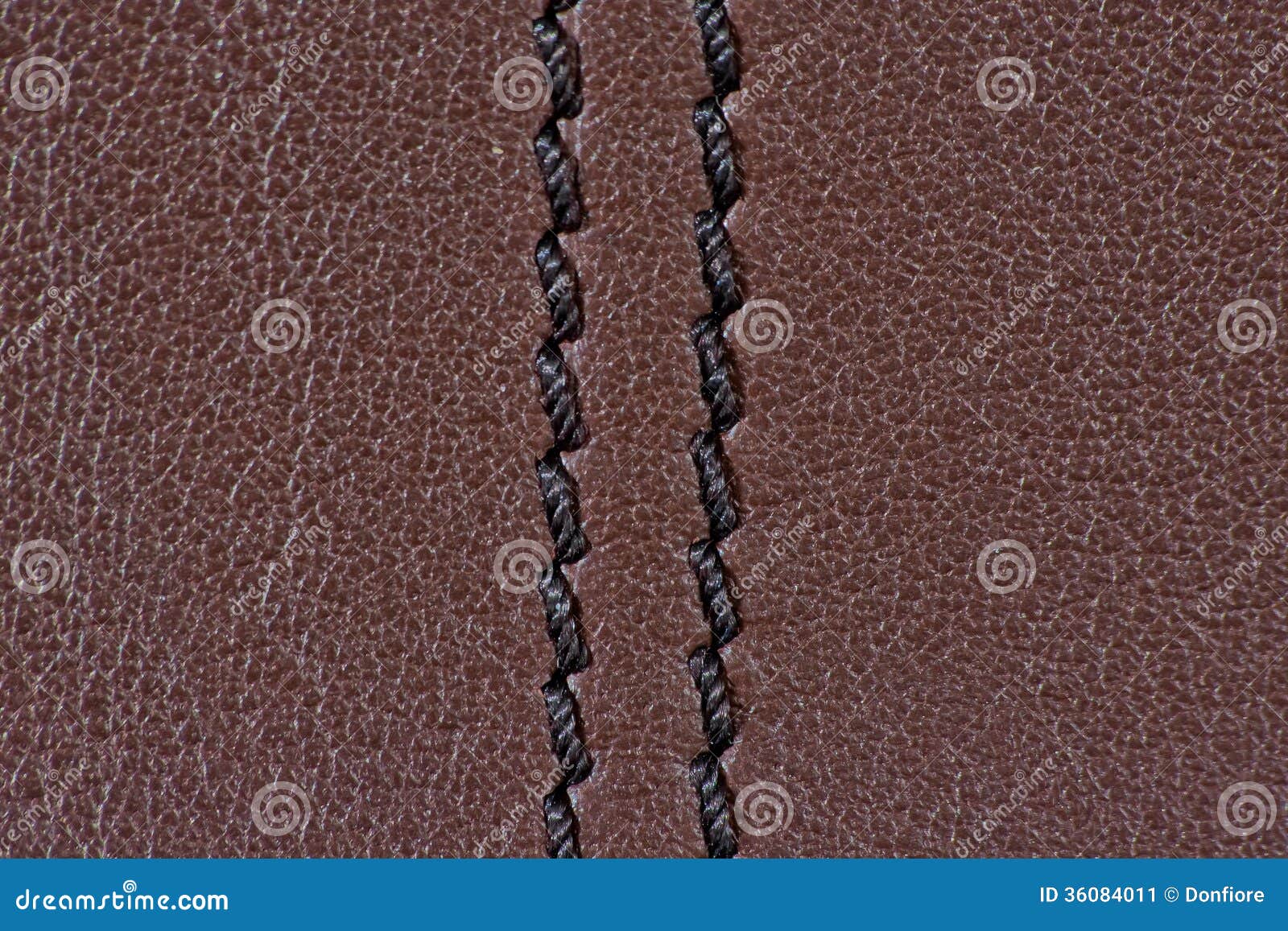 Brown Leather Texture with Black Stitching Stock Image - Image of ...