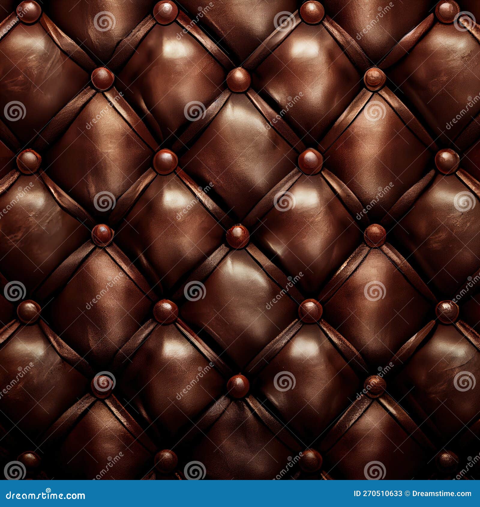 A Brown Leather Upholstered with Rivets and Rivets on the Back of a ...