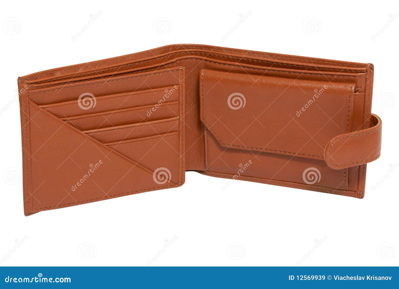 Brown leather wallet stock image. Image of purse, isolated - 12569939