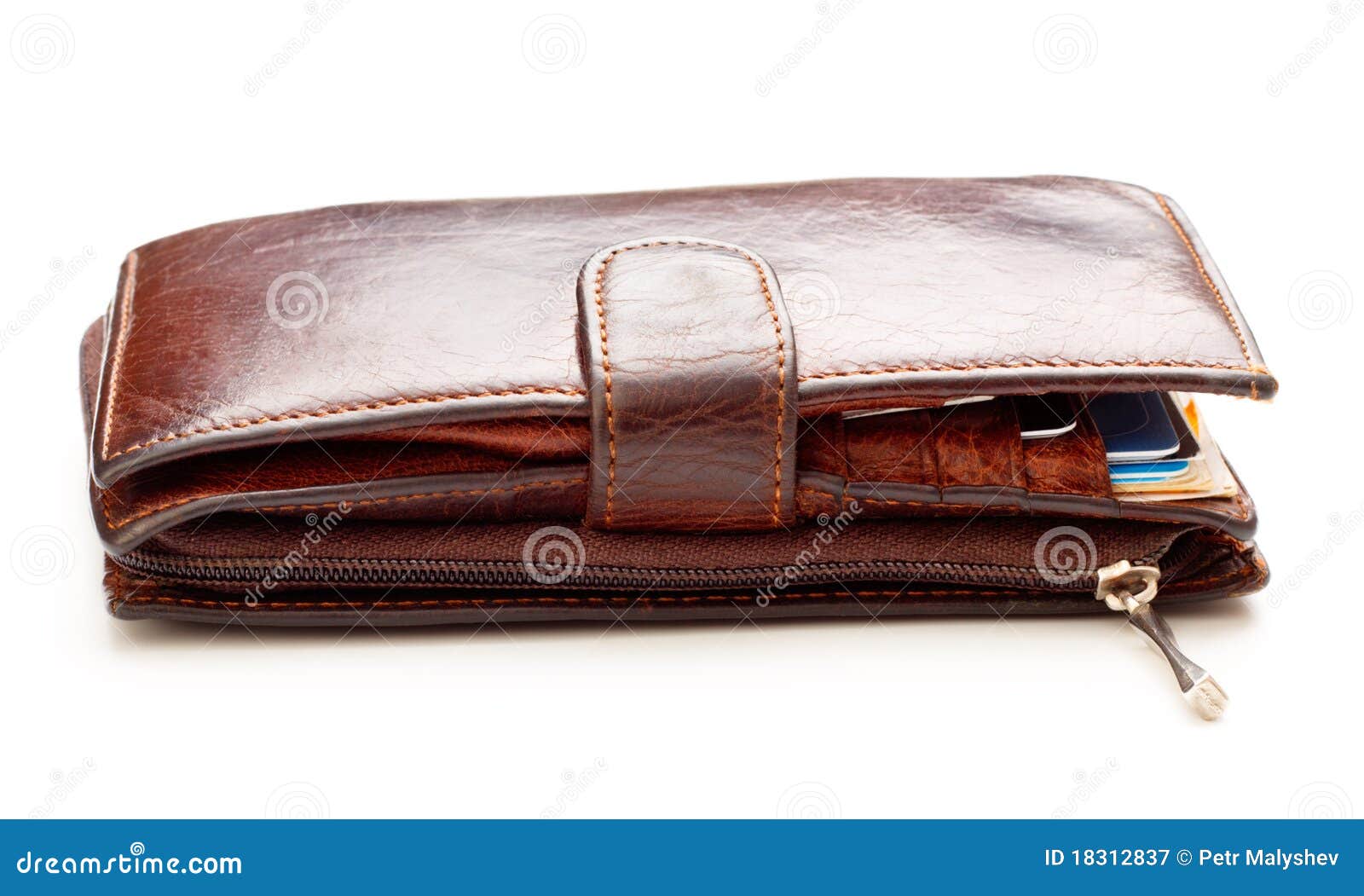 Brown Leather Wallet stock image. Image of brown, single - 18312837