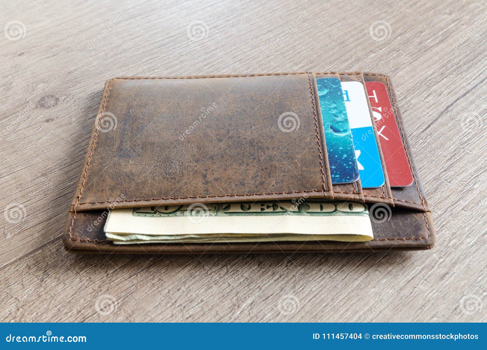 Brown Leather Wallet And Us Dollar Banknote Picture. Image: 111457404