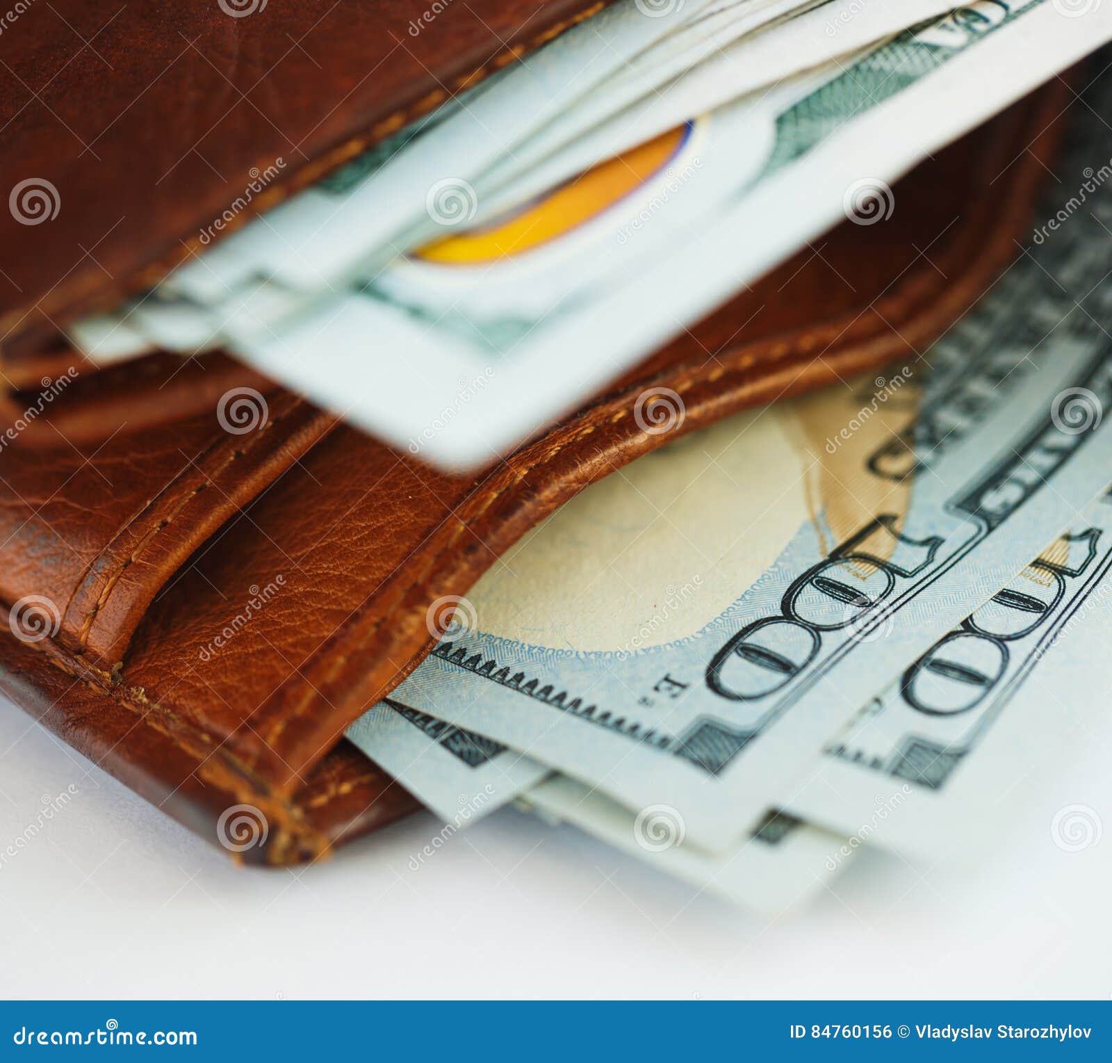 Brown Leather Wallet with USA Dollars Money Stock Photo - Image of ...