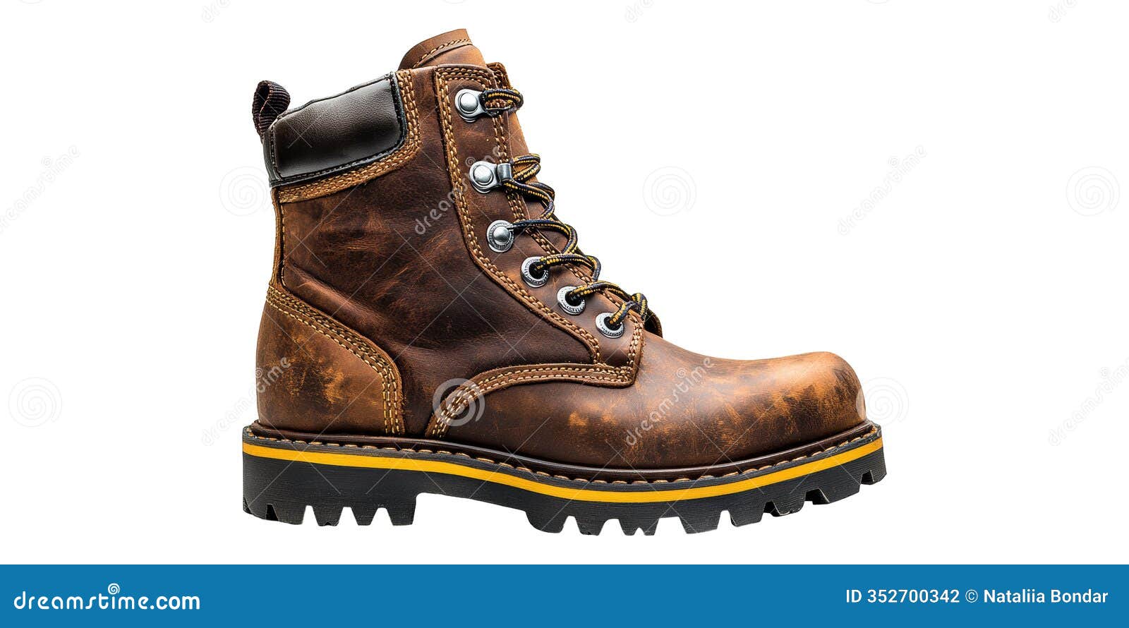 Brown Leather Work Boot Isolated on Transparent Background Stock Photo ...