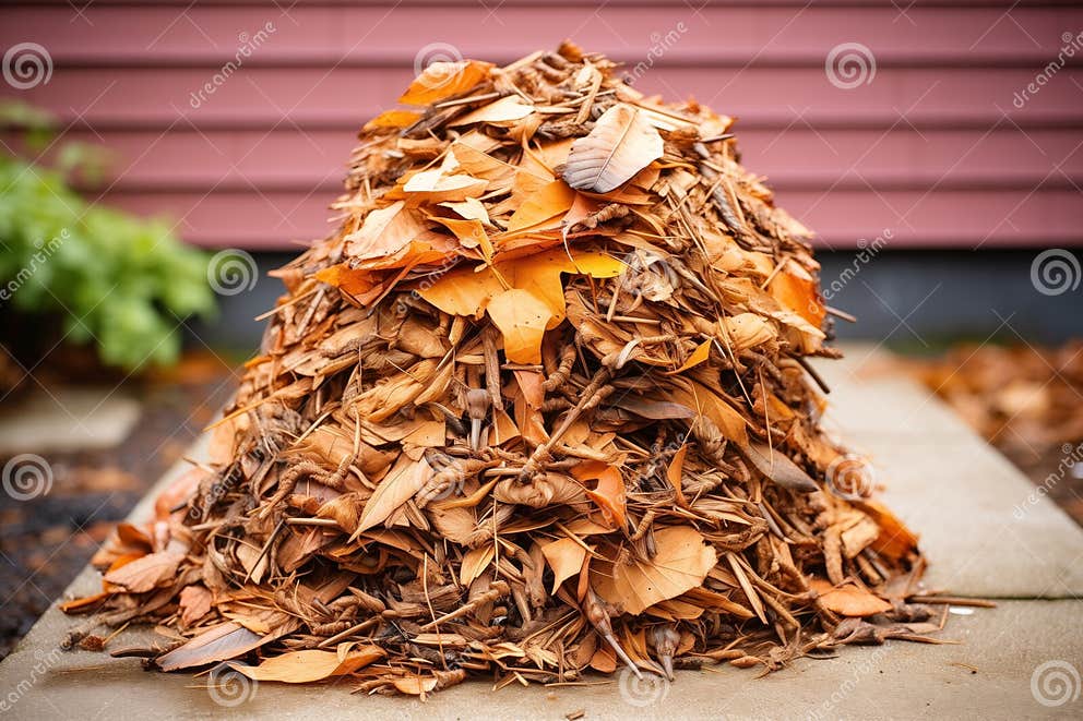 Brown Leaves Stacked for Composting Stock Image - Image of management ...