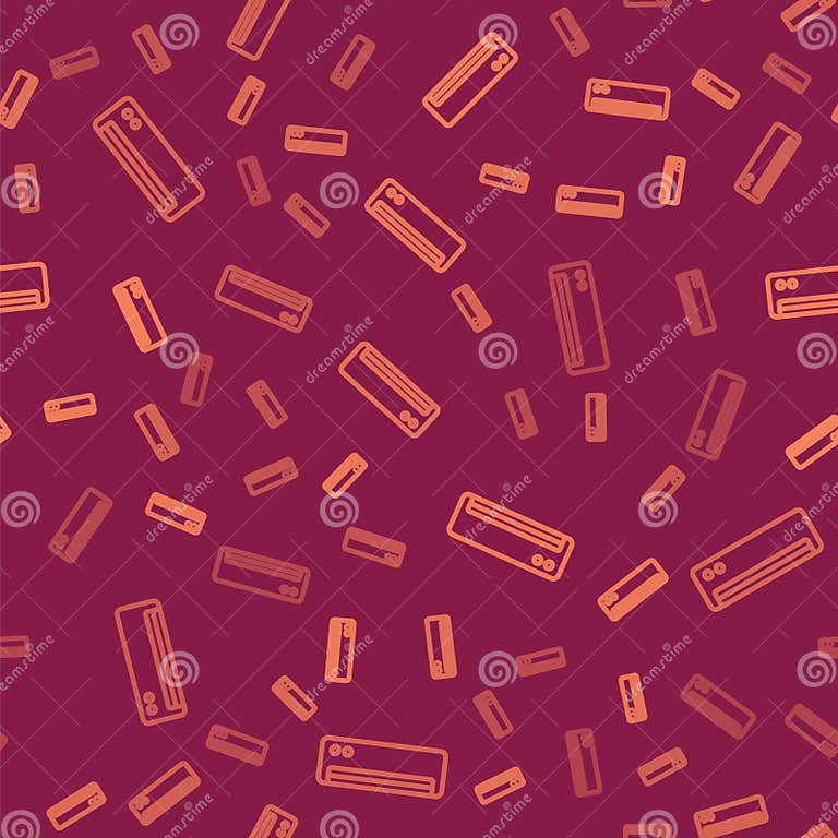 Brown Line Air Conditioner Icon Isolated Seamless Pattern on Red ...