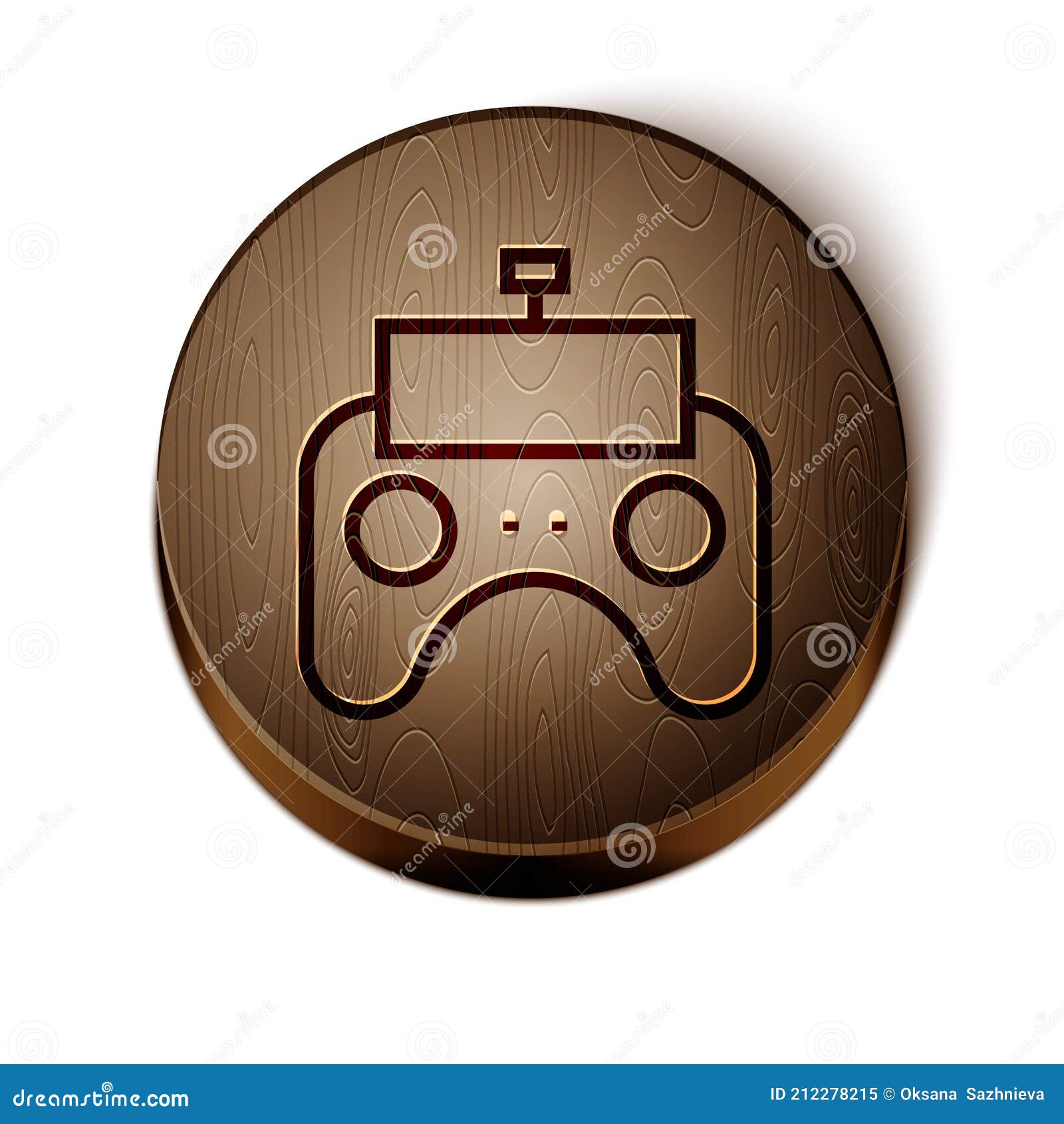 Brown Line Remote Control Icon Isolated on White Background. Wooden ...