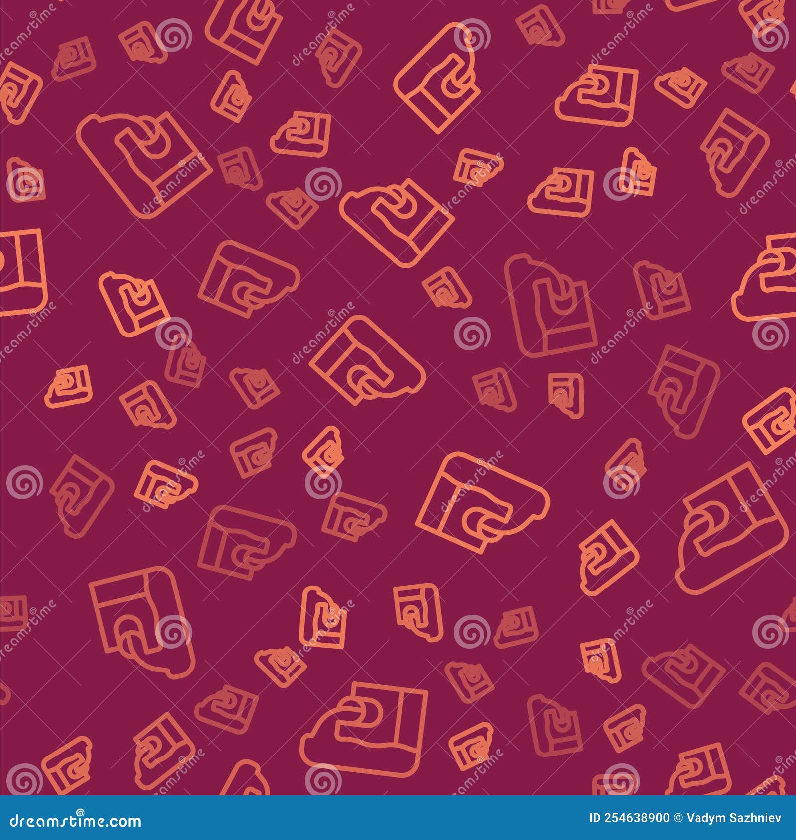 Brown Line Wastewater Icon Isolated Seamless Pattern on Red Background ...